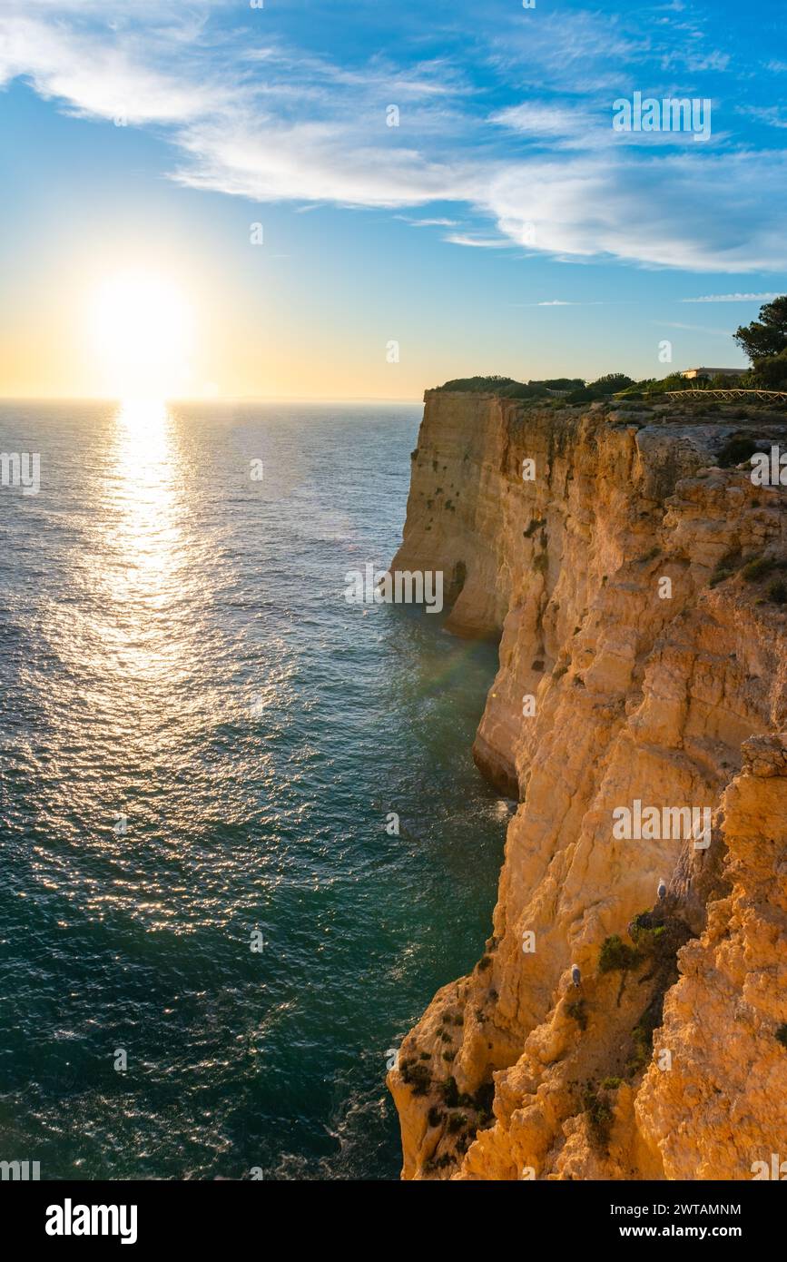 Natural caves and beach, Algarve Portugal. Rock cliff arches of Seven ...