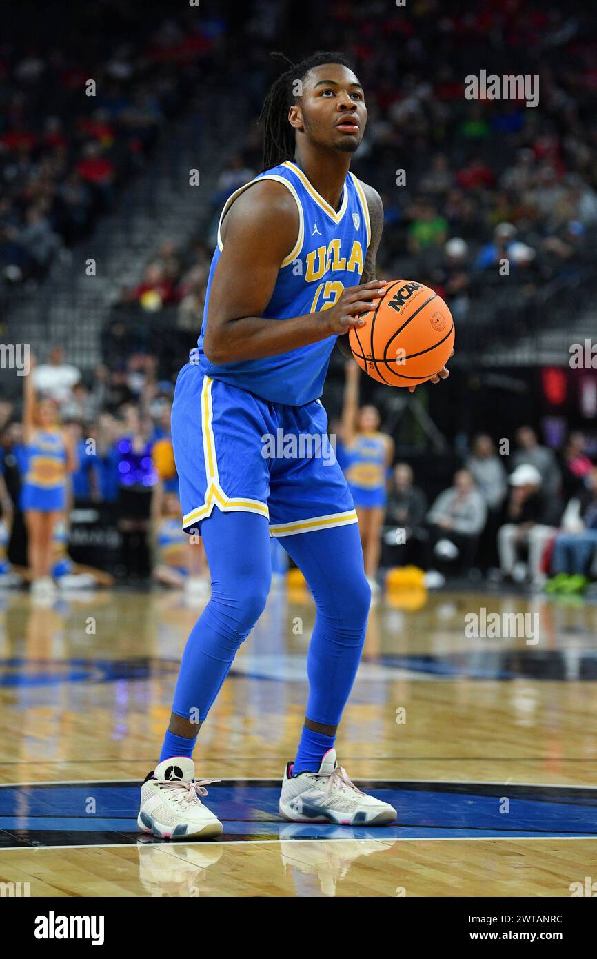 LAS VEGAS, NV - MARCH 14: UCLA Bruins guard Sebastian Mack (12) shoots ...