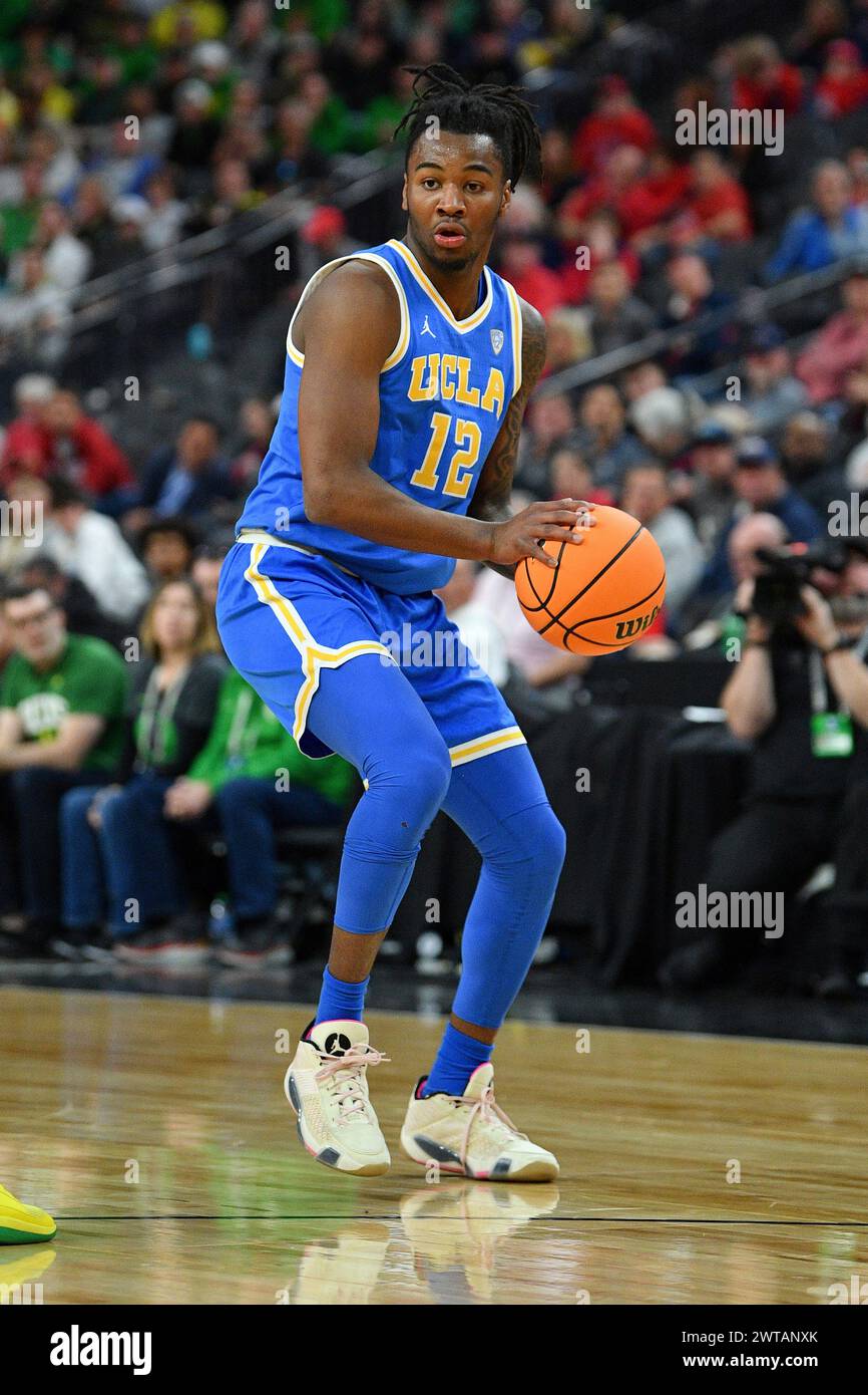 LAS VEGAS, NV - MARCH 14: UCLA Bruins guard Sebastian Mack (12) looks ...