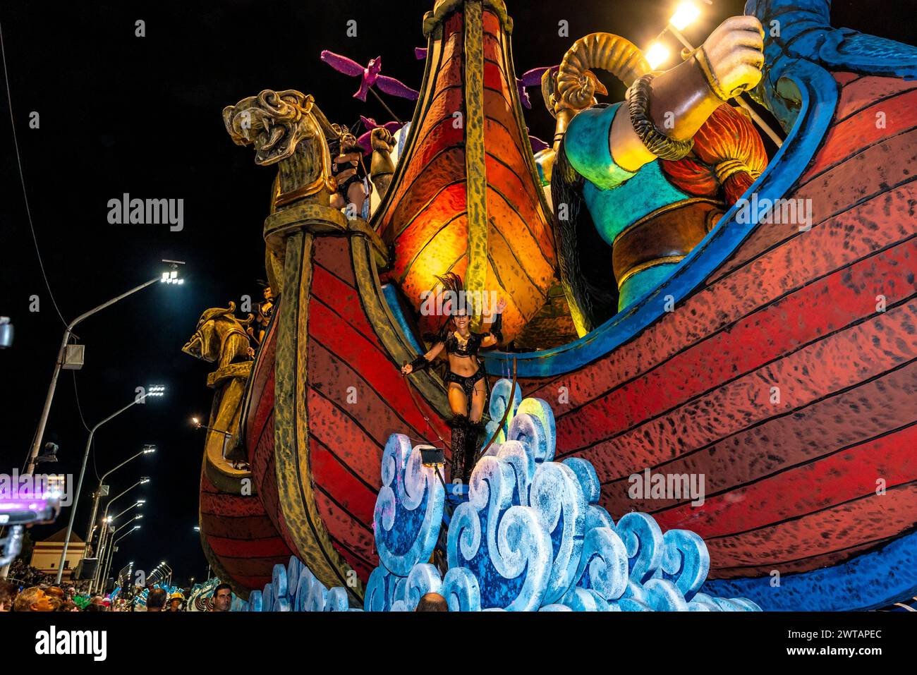 A Beautiful Young Woman Dancing On A Carnival Float In The Corsodromo ...