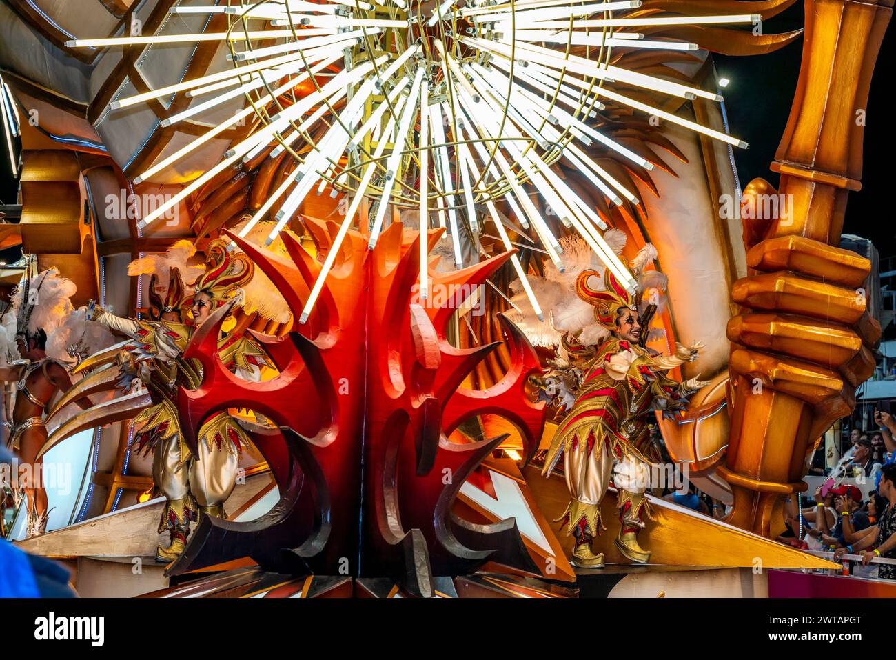 Young Women Dancing On A Carnival Float In The Corsodromo at The Annual ...