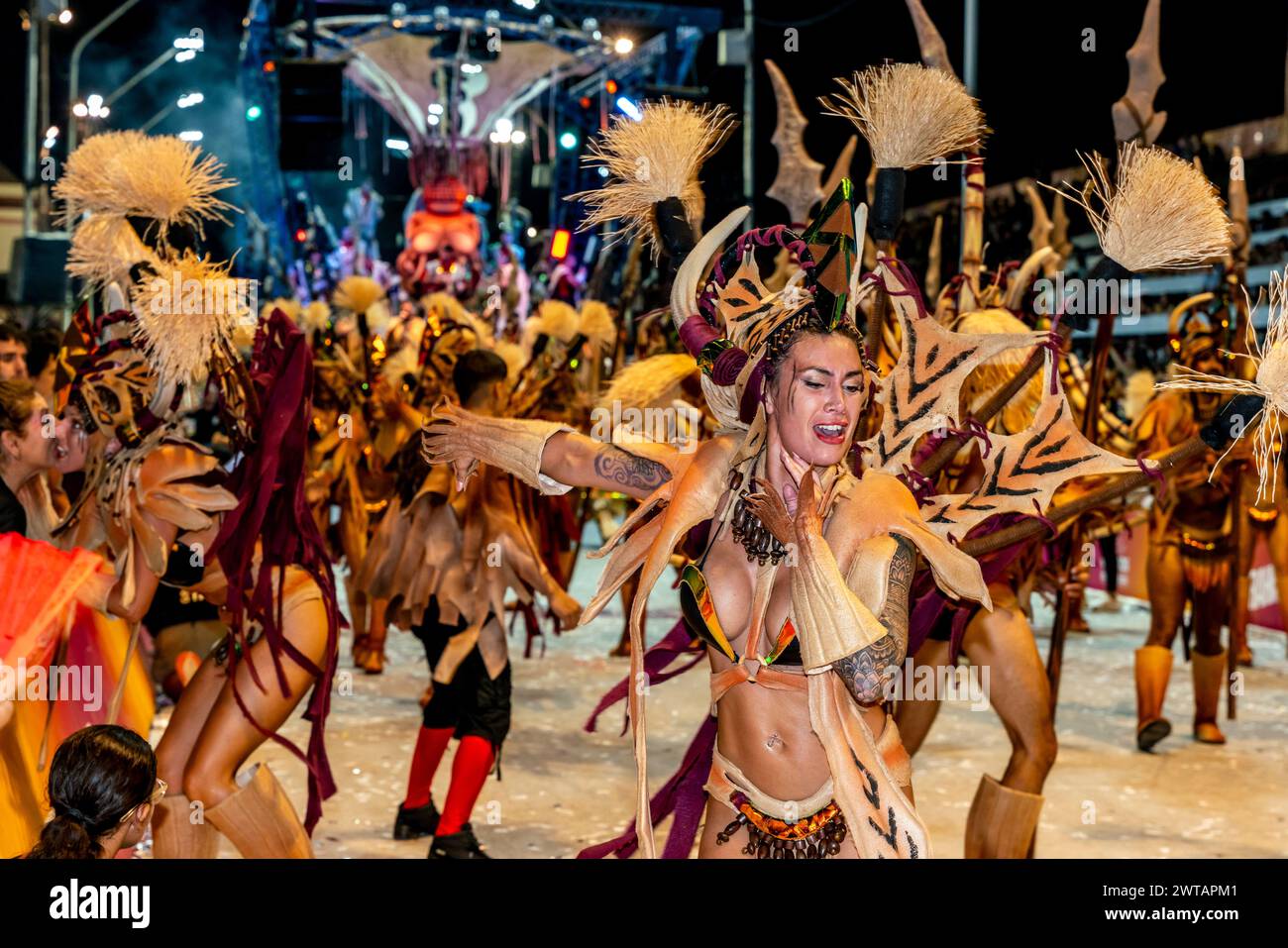 A Carnival Float and Group of Young People Dancing In The Corsodromo at The Annual Carnaval del ...