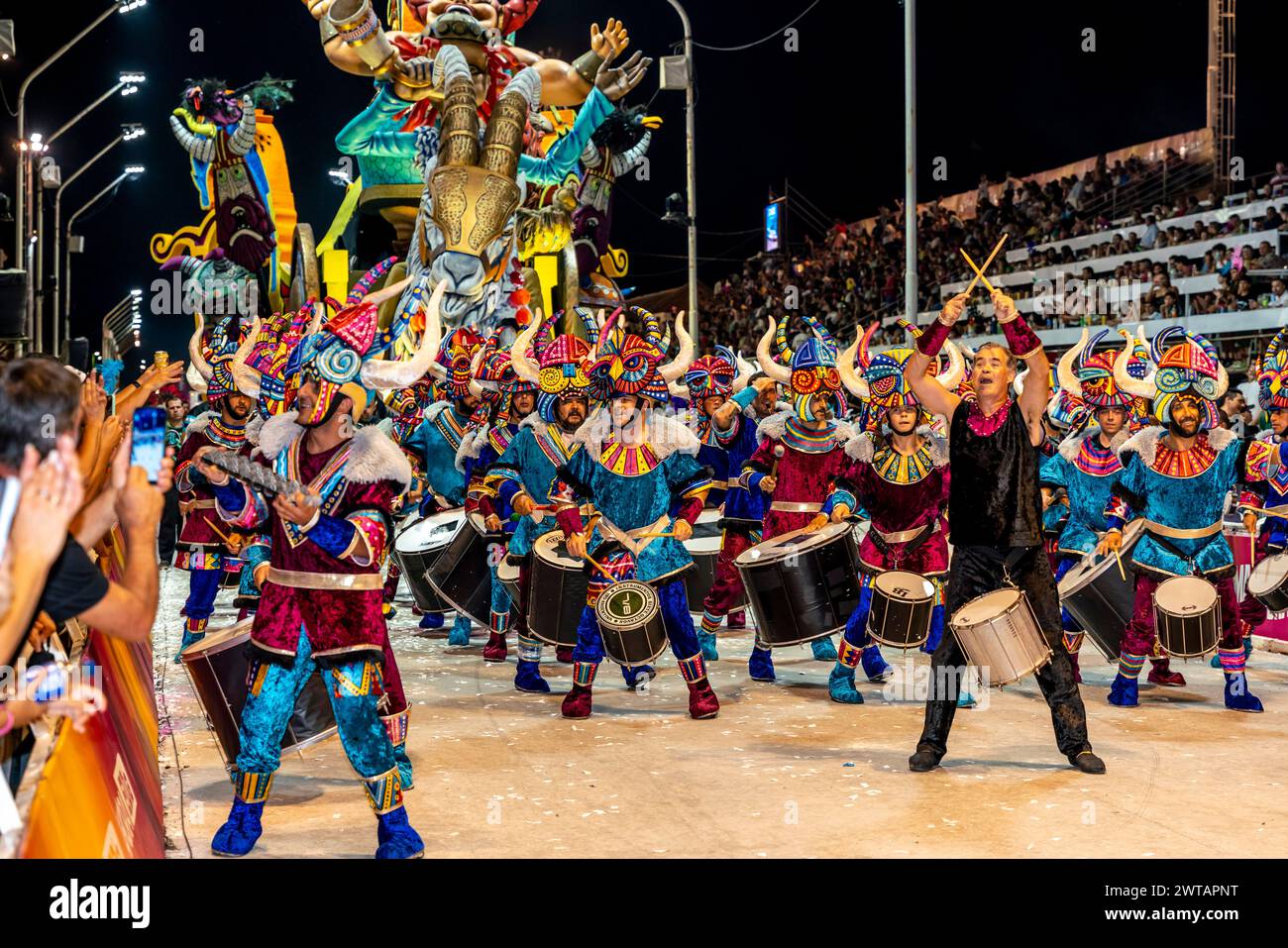 A Group of Drummers and Carnival Float In The Corsodromo at The Annual ...