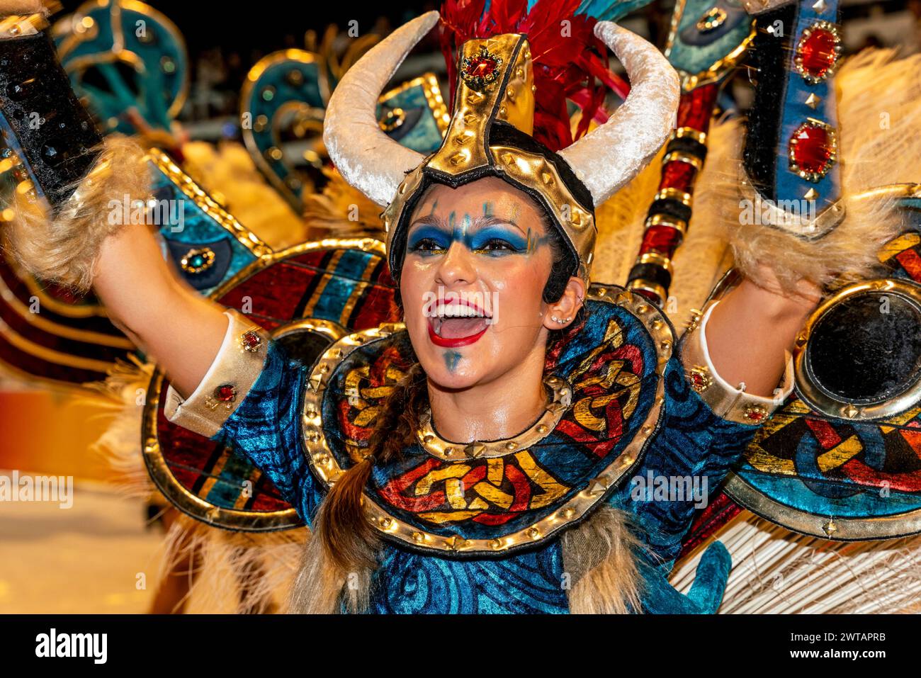 A Beautiful Young Argentine Woman Dancing In The Corsodromo During The ...