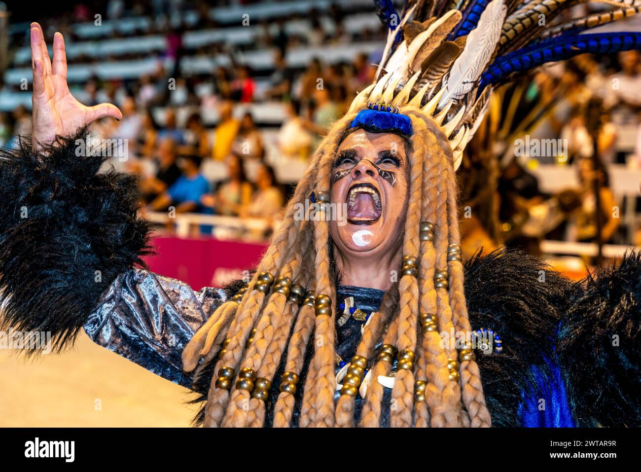 A Female Dressed In A Scary Costume Takes Part In The Carnaval del Pais ...