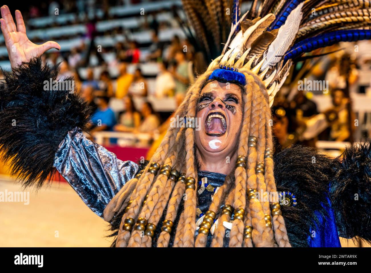 A Female Dressed In A Scary Costume Takes Part In The Carnaval del Pais ...
