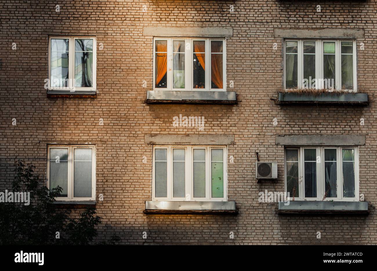 Old Khrushchev Moscow. Historic brick houses in the center of Russia ...