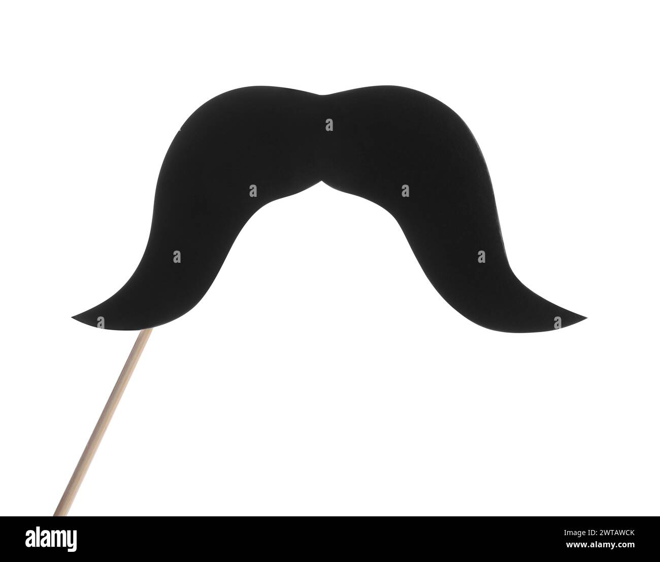 Fake paper mustache on stick against white background Stock Photo - Alamy