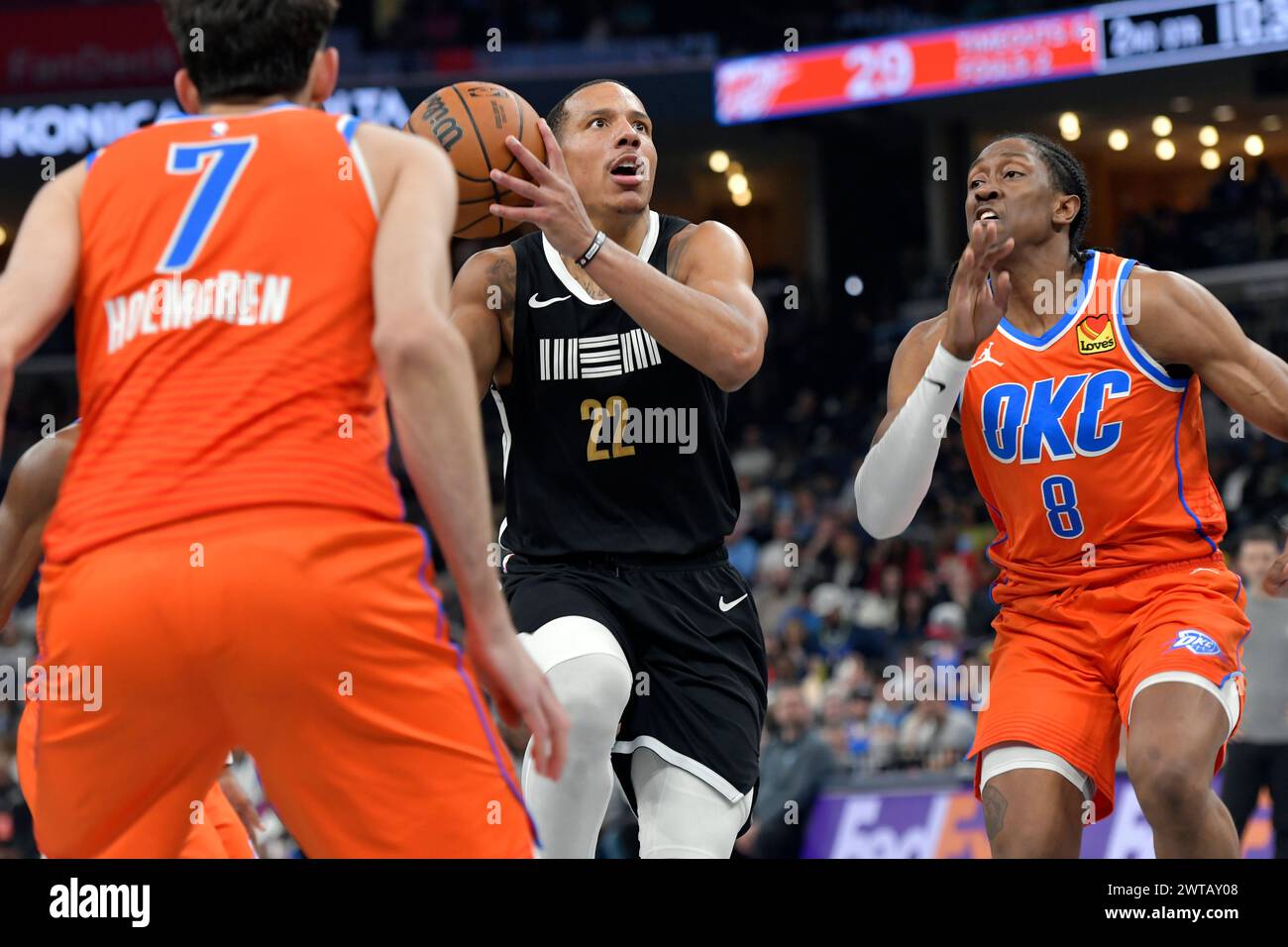 Memphis Grizzlies guard Desmond Bane controls the ball between Oklahoma ...
