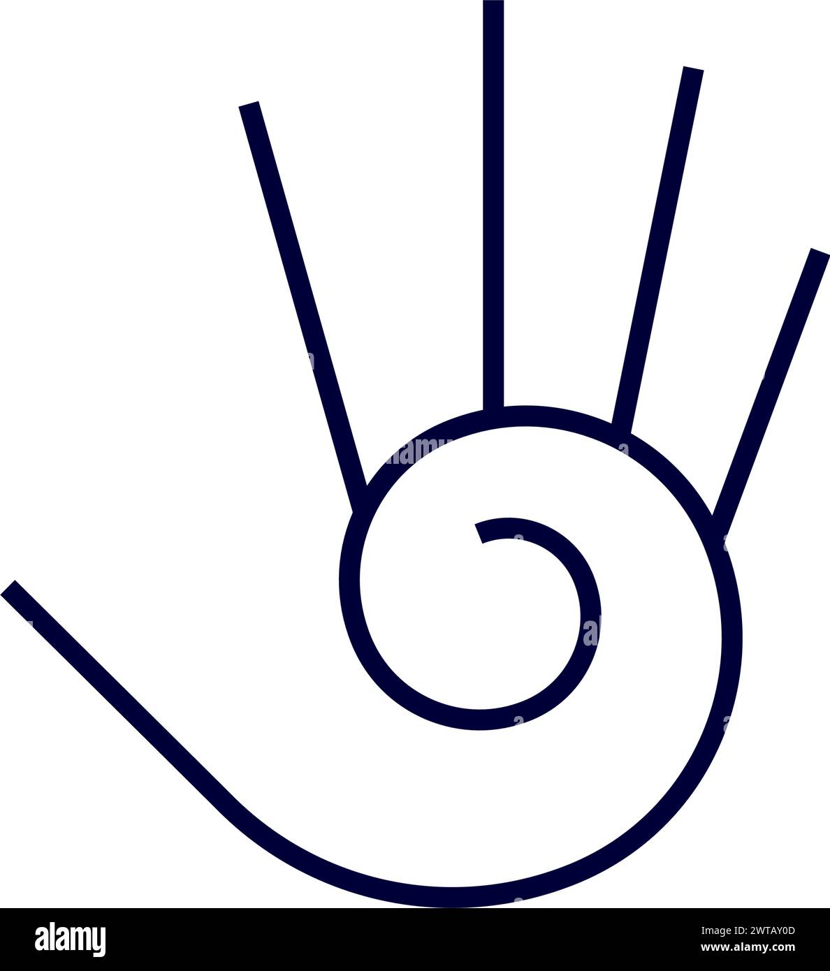 Illustration of Abstract Simple Hand with Five Fingers, and Spiral ...