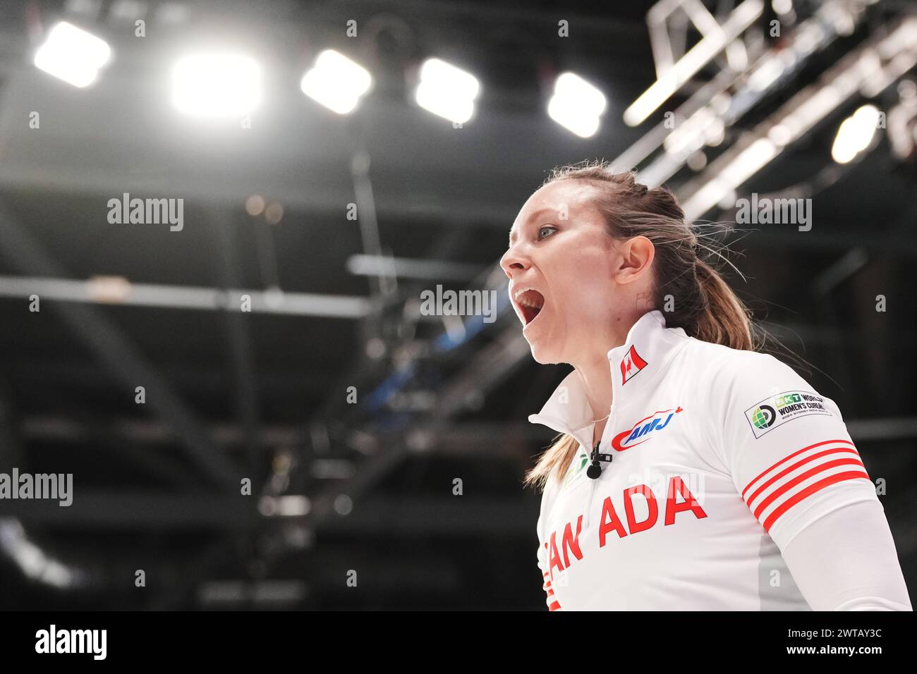 Sydney, Canada. 16th Mar, 2024. Canada's skip Rachel Homan yells during ...