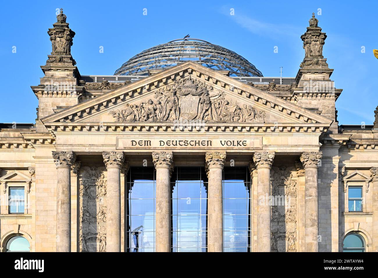 Close-up view of famous Reichstag building, seat of the German ...