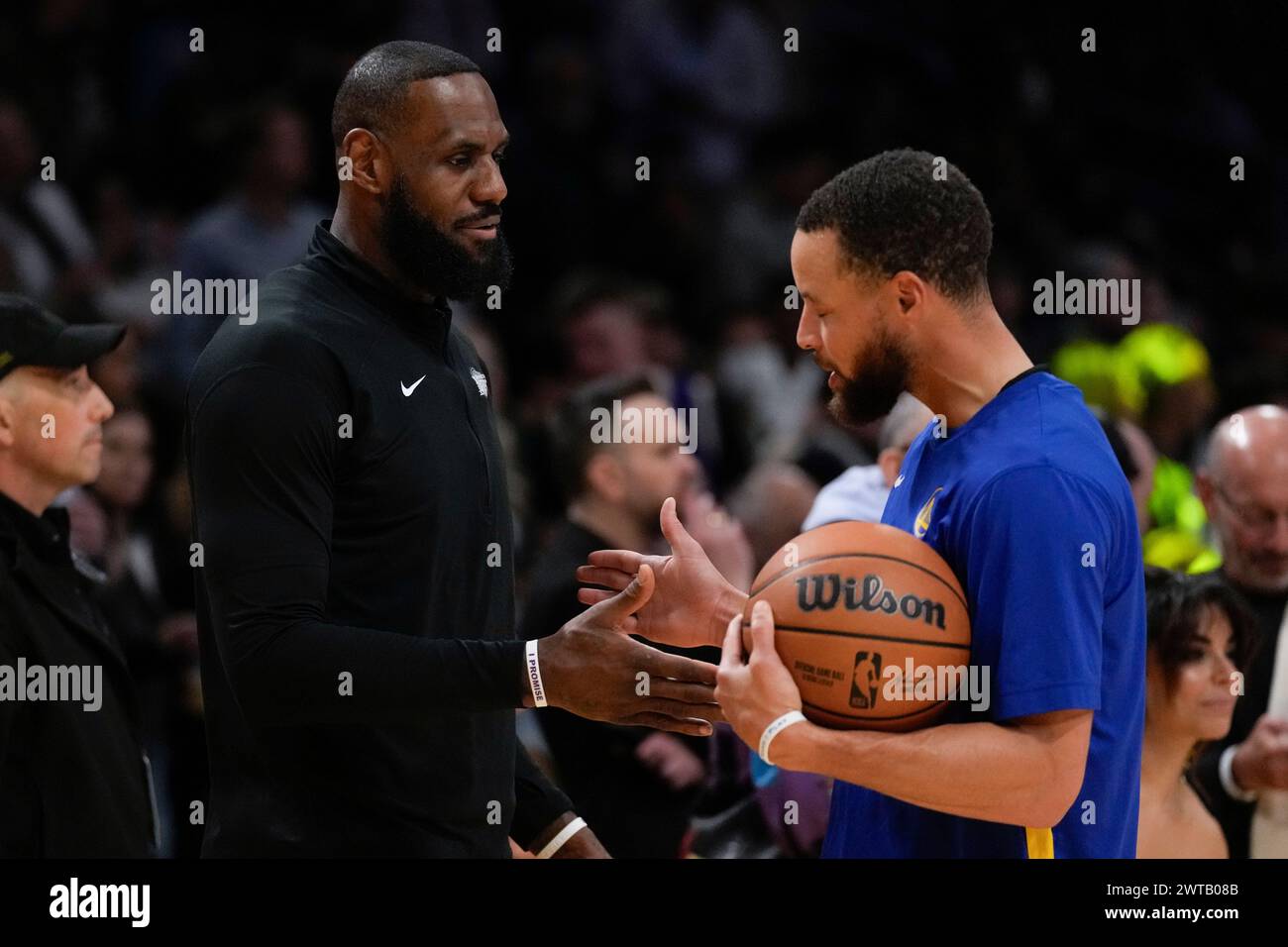Los Angeles Lakers forward LeBron James, left, and Golden State ...