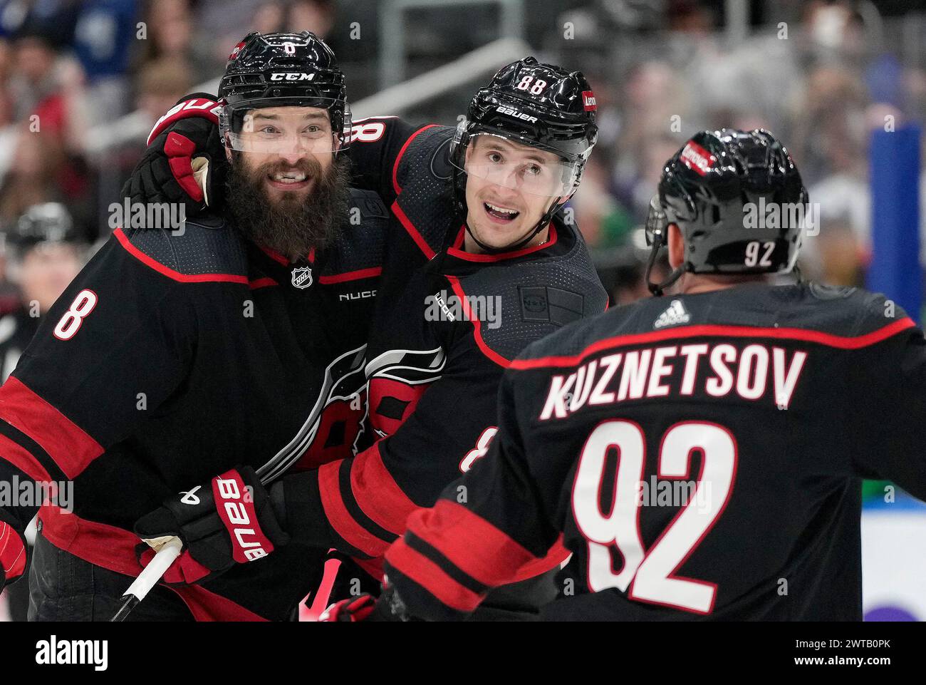 Carolina Hurricanes center Sebastian Aho (20) celebrates his game-tying ...