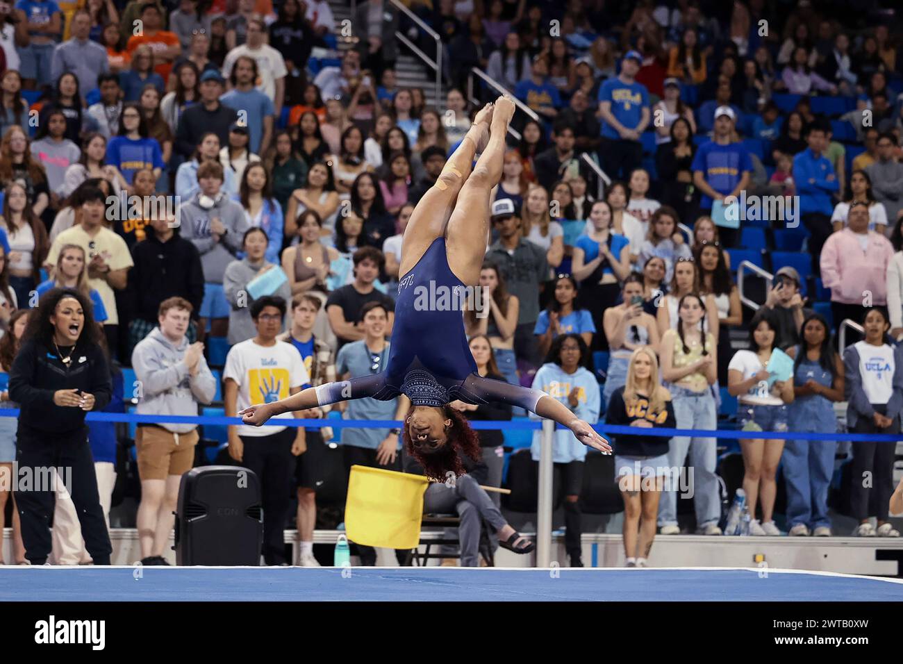 UCLA's Nya Reed performs her floor routine during the team's NCAA ...