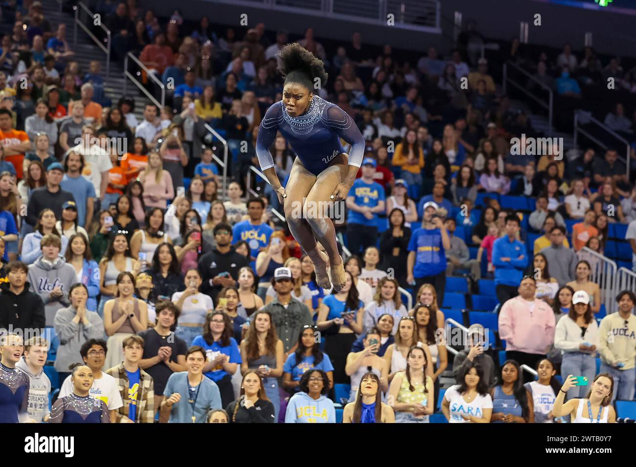 UCLA's Chae Campbell performs her floor routine during the team's NCAA ...