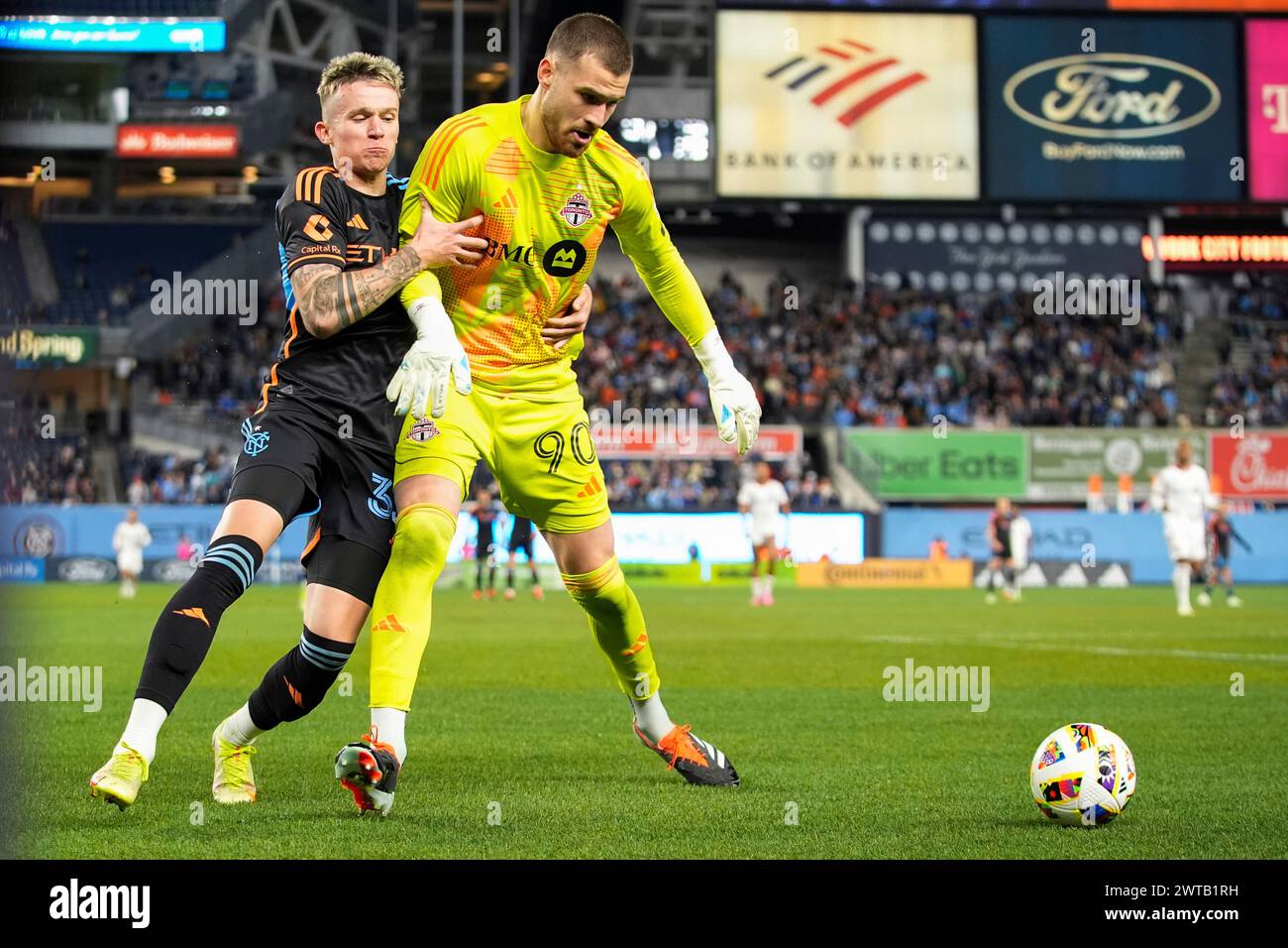 New York City FC's Mitja Ilenic fights for control of the ball with ...