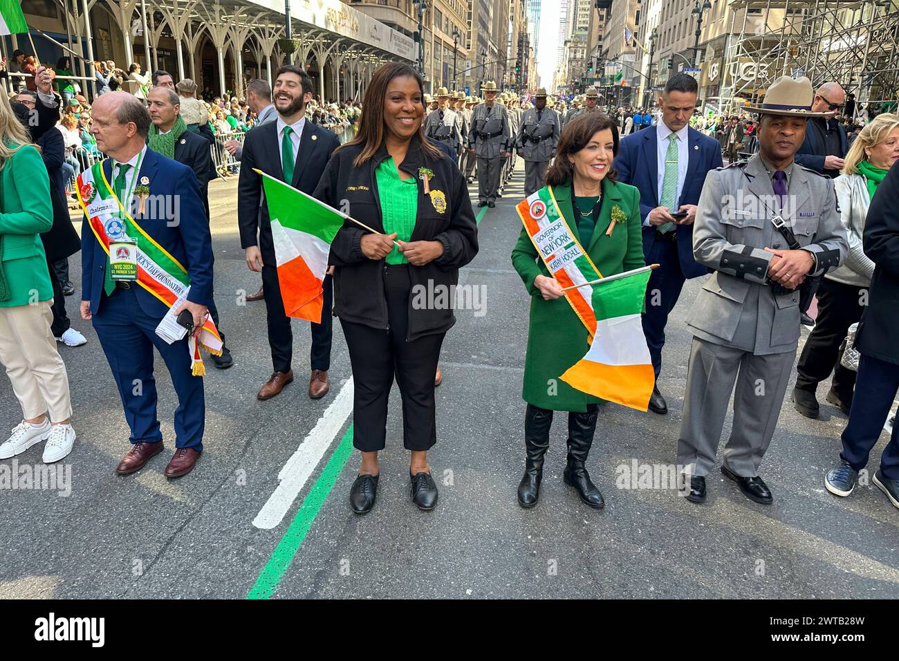 New York Gov. Kathy Hochul, front right, and New York Attorney General ...