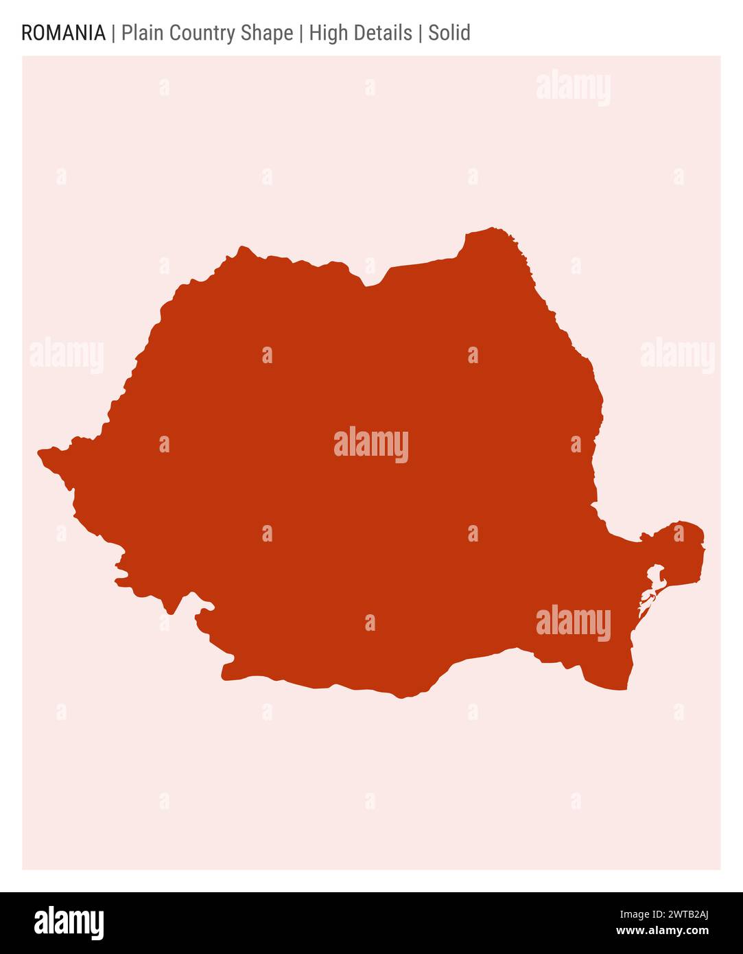 Romania plain country map. High details. Solid style. Shape of Romania ...