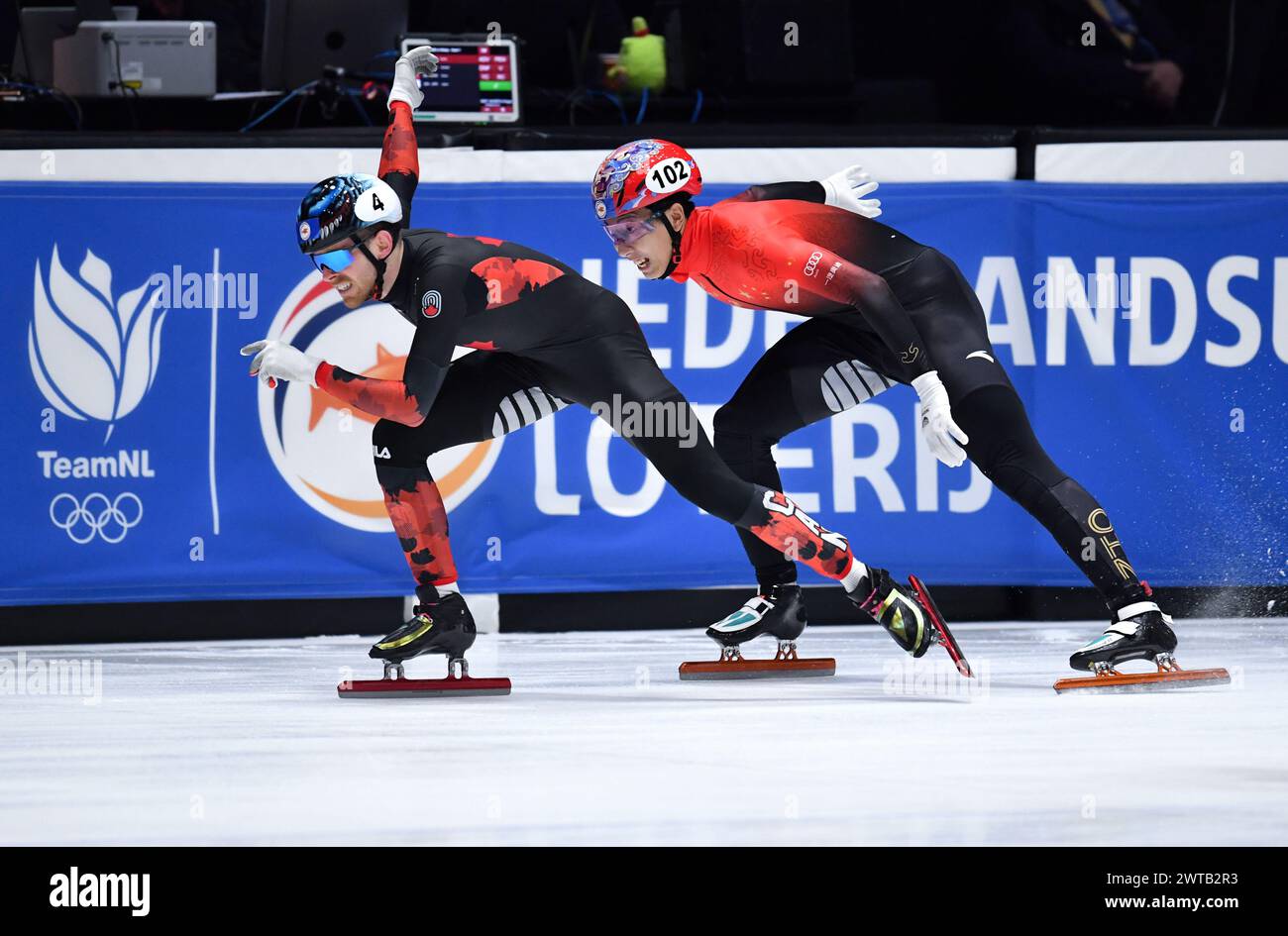 Rotterdam, Netherlands. 16th Mar, 2024. Sun Long (R) of Team China ...