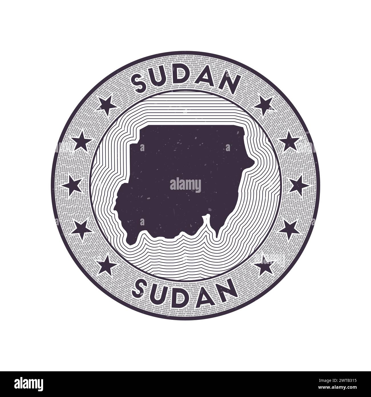 Sudan round badge vector. Country round stamp with shape of Sudan ...