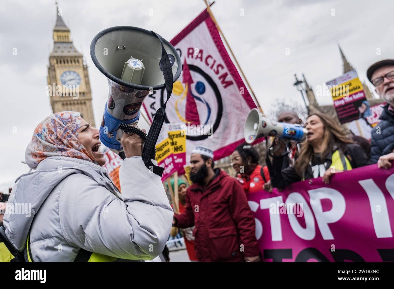 The anti-racism protestors march through Westminster during the ...