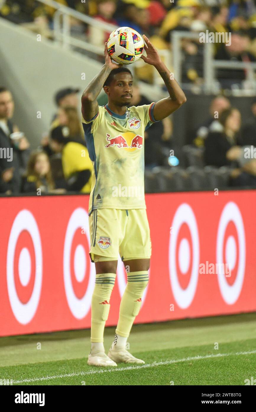 March 16, 2024: New York Red Bulls defender Kyle Duncan (6) throws in ...