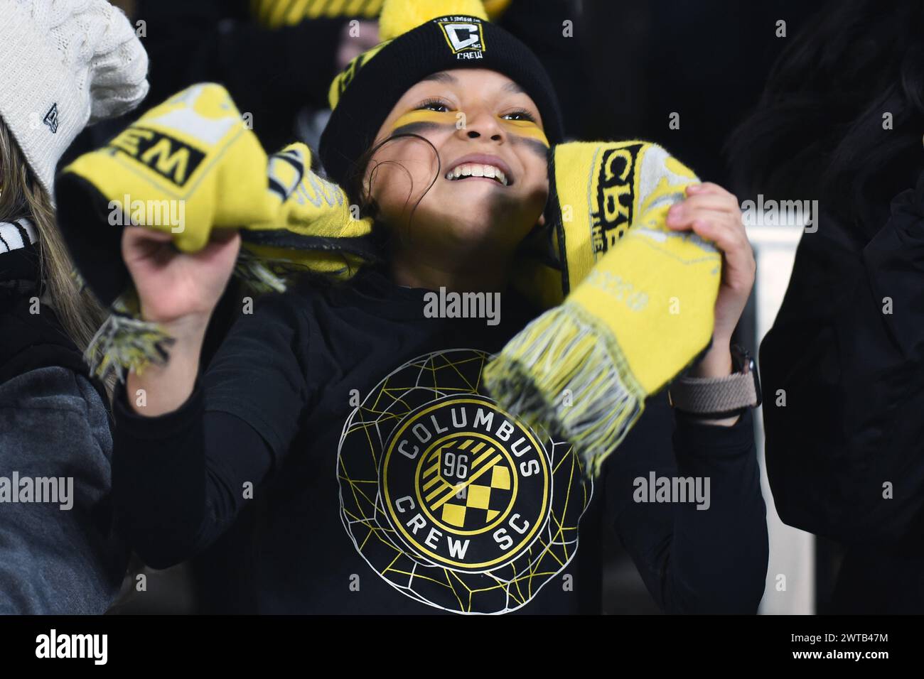 Columbus, Ohio, USA. 16th Mar, 2024. Columbus Crew fans cheer their ...