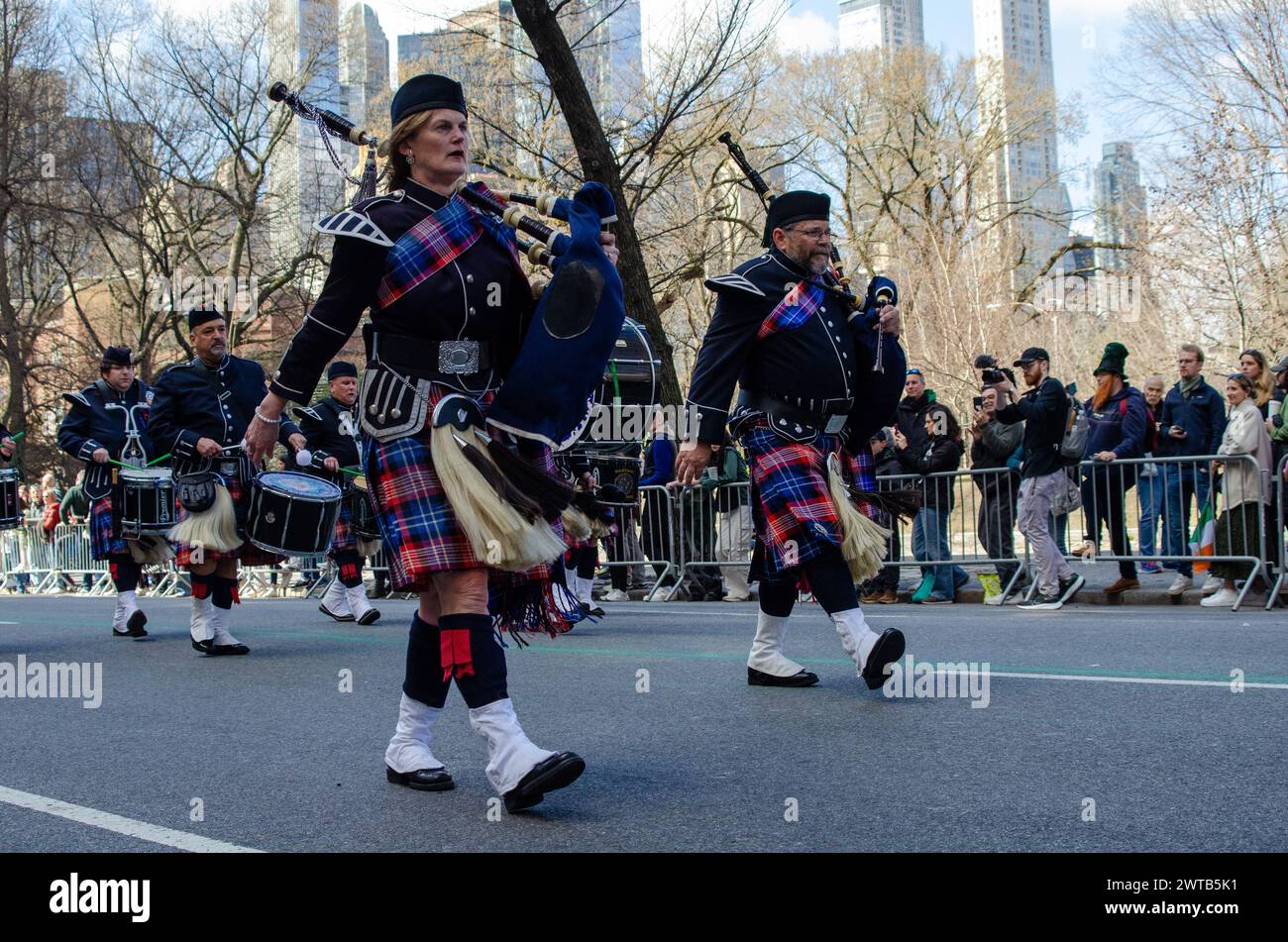 New York City, USA. 16th Mar, 2024. The Wantagh American Legion Pipe ...