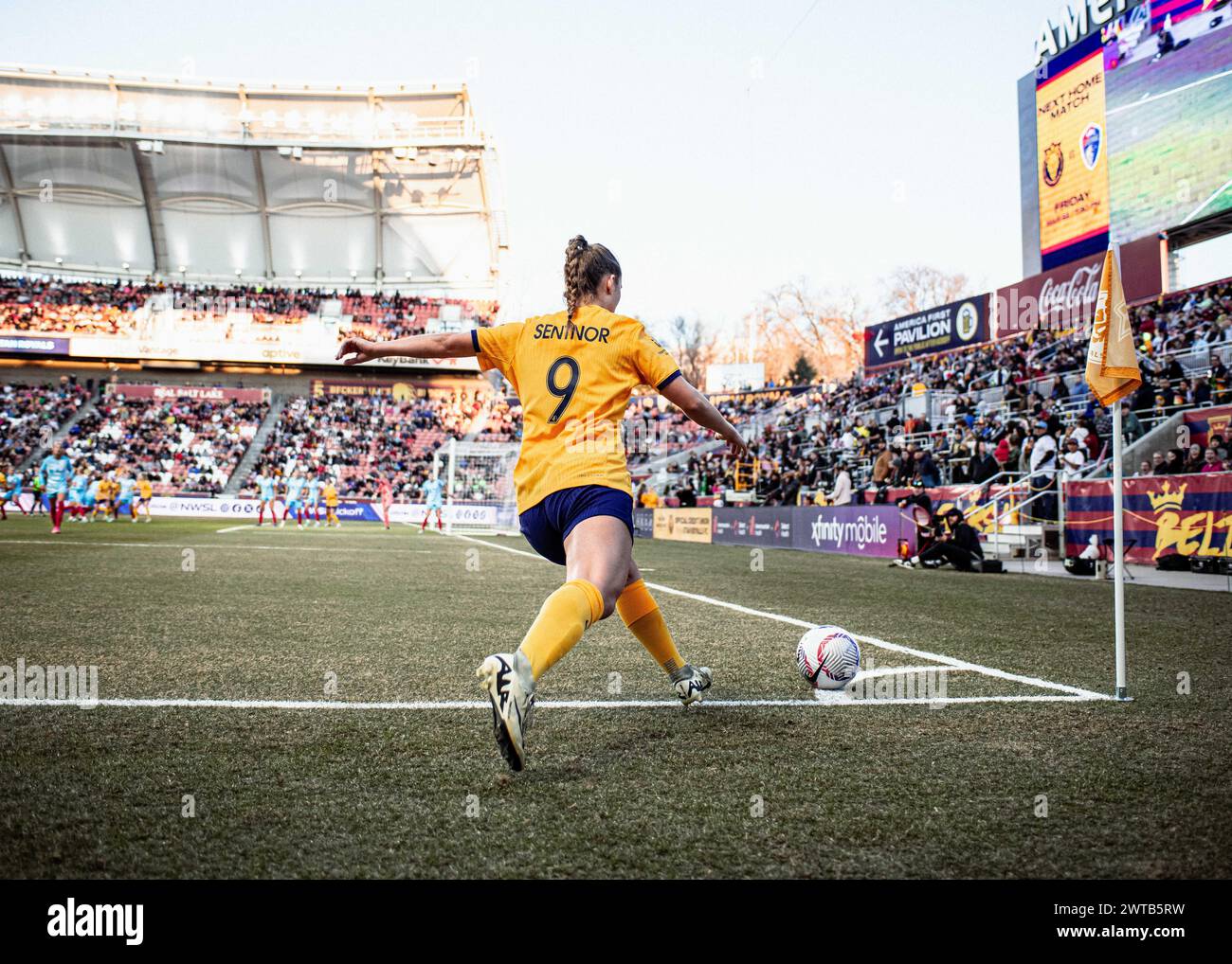 Salt Lake City, Utah, USA. 16th Mar, 2024. Ally Sentnor takes a corner ...
