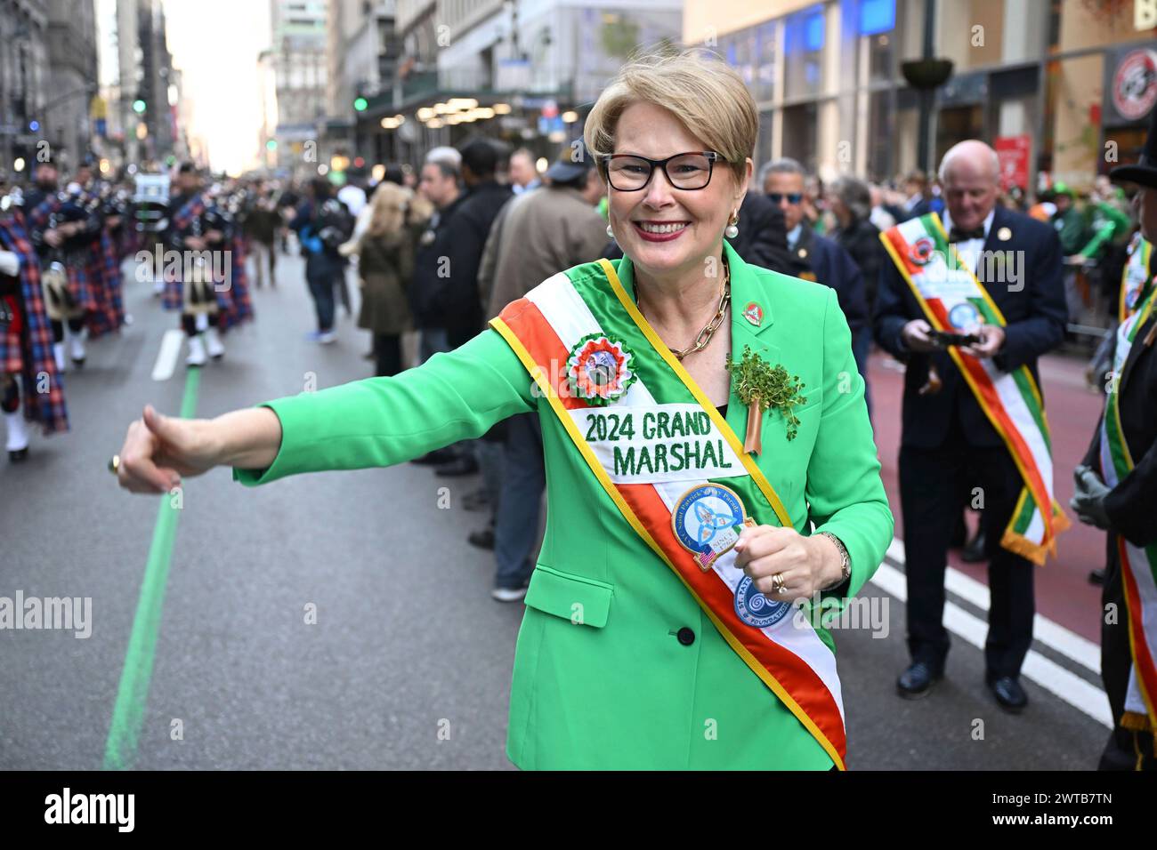 Photo by: zz/NDZ/STAR MAX/IPx 2024 3/16/24 Grand Marshal Maggie Timoney ...
