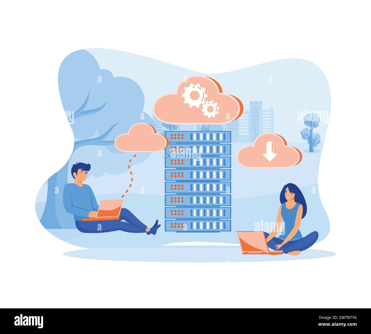 Cloud Data Server Online Database Storage Technology Concept Cloud