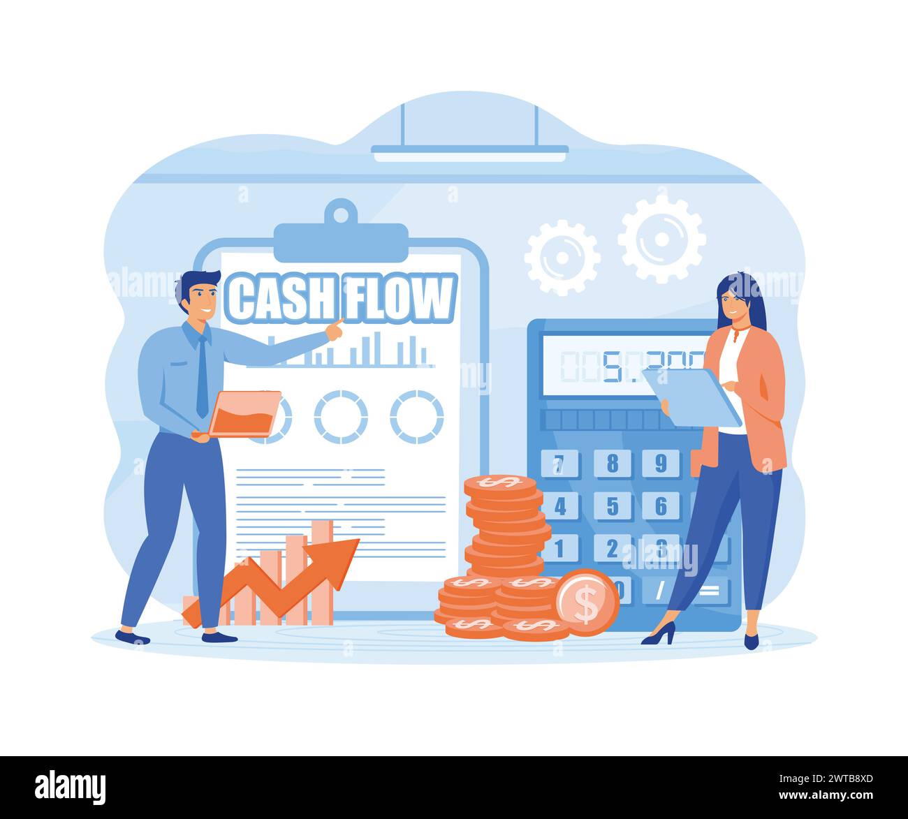 Cash Flow Vector Illustration Concept. Business people with online cash ...