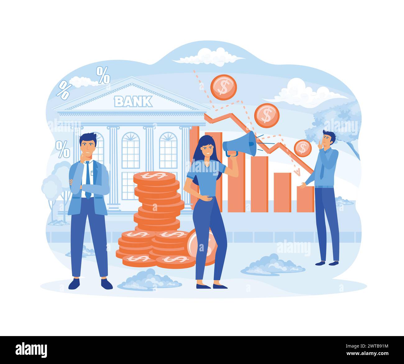 Financial crisis. People are hostages of financial instability, an ...