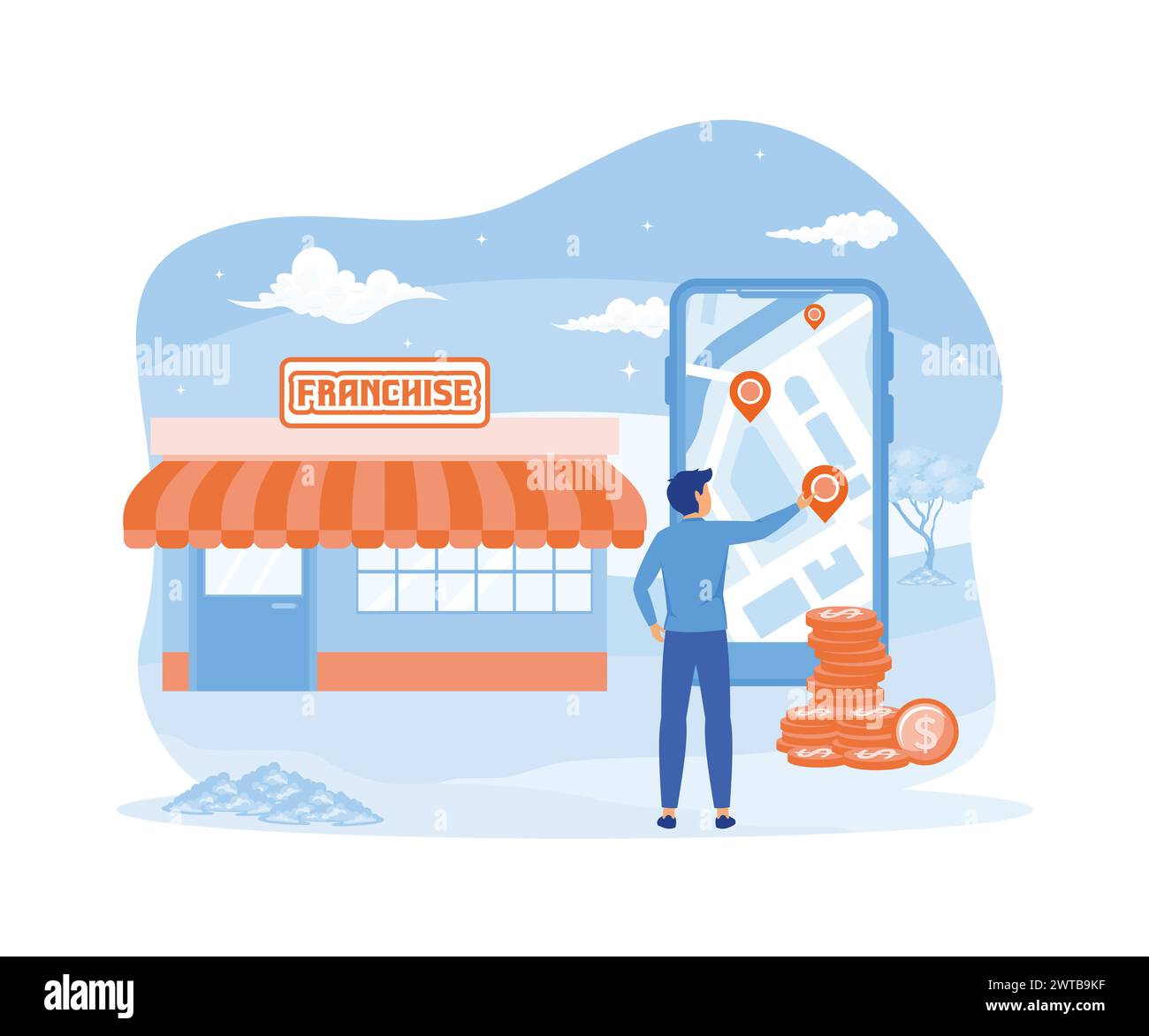 Franchise banner. Franchising business branch expansion. flat vector ...