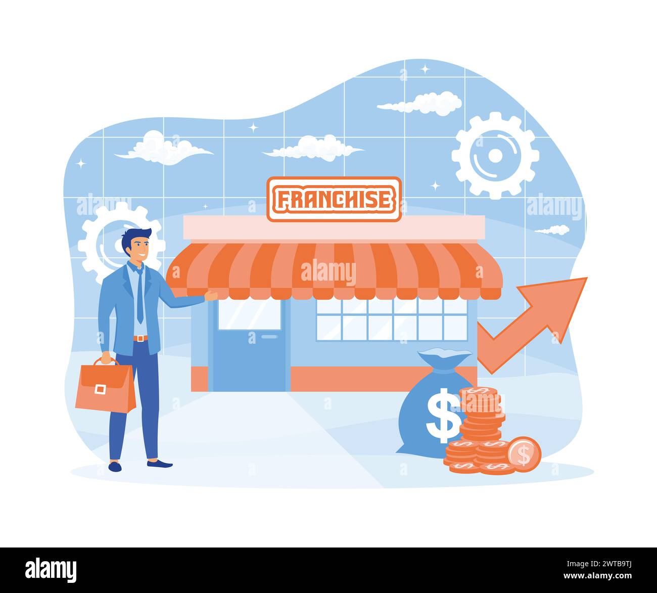 Franchise banner. retail store or service network, template banner ...