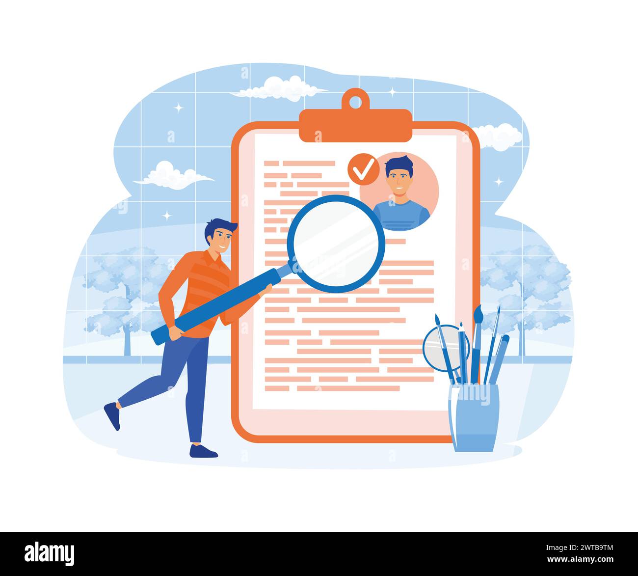 Reading CV and giving job candidate review. Job recruitment process ...