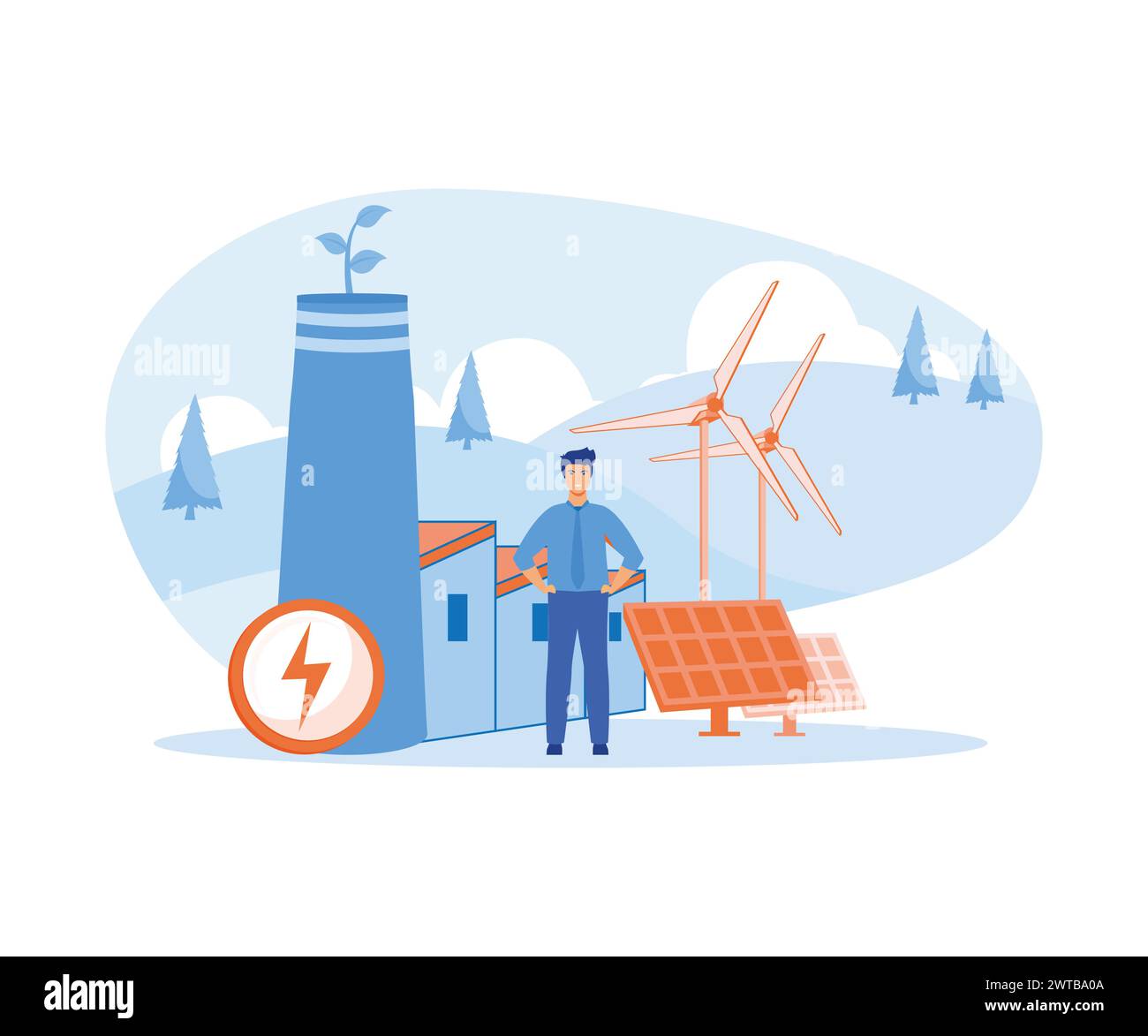 Smart industry concept. Man sitting with Smart intelligence technology ...