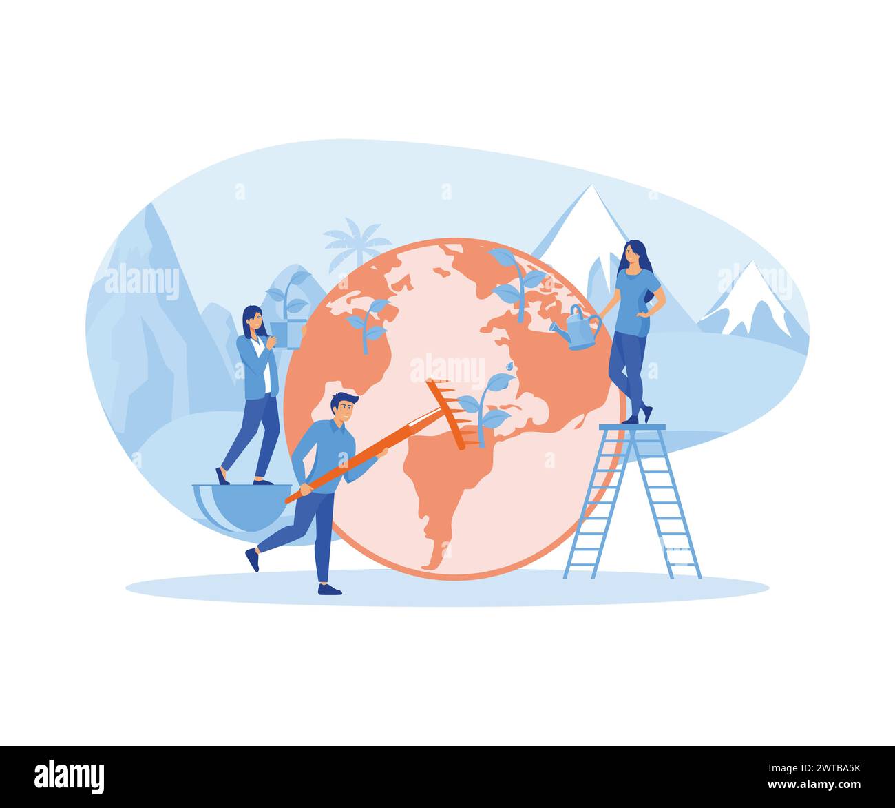 Ecology concept. People take care about planet ecology. Cleaning, green ...