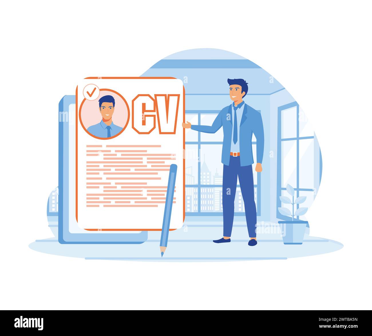 Job recruitment process, Searching job candidate and reading CV ...