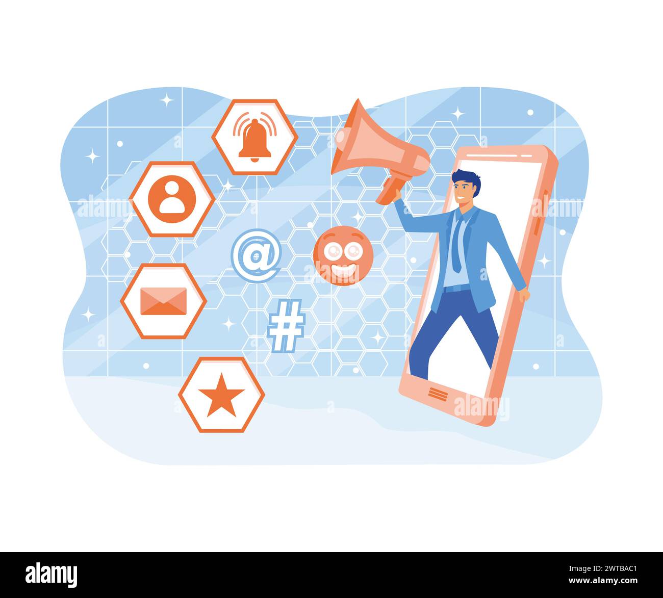 Social Media Influencer design concept Showing people bringing likes ...