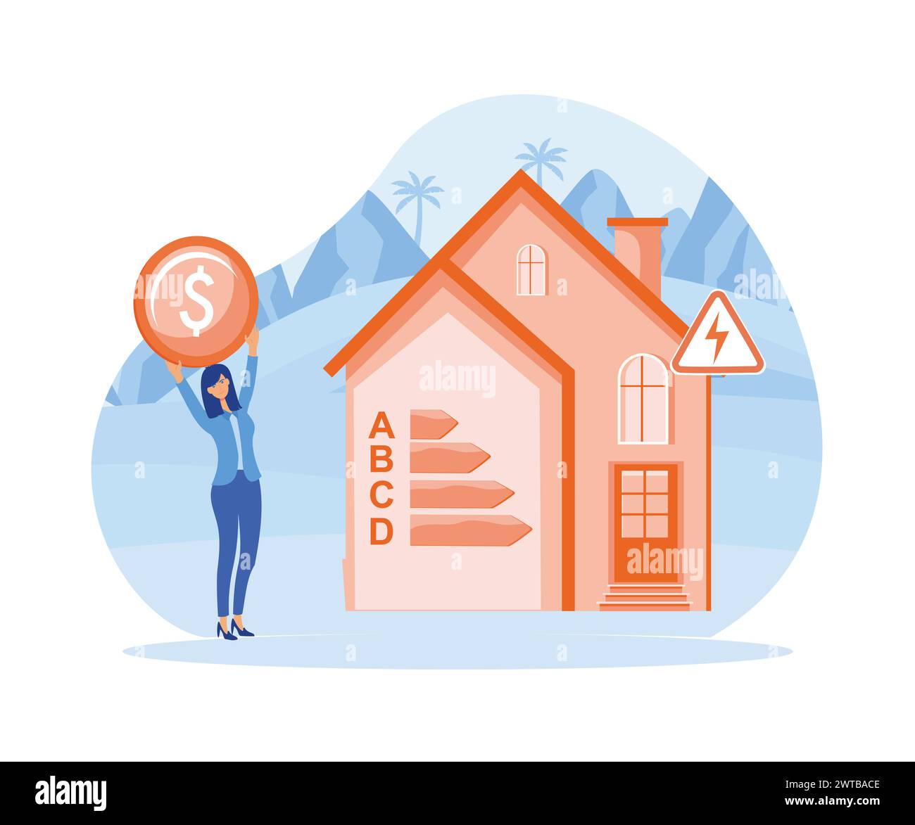Energy efficiency in household and industry. Woman checks heating meter ...