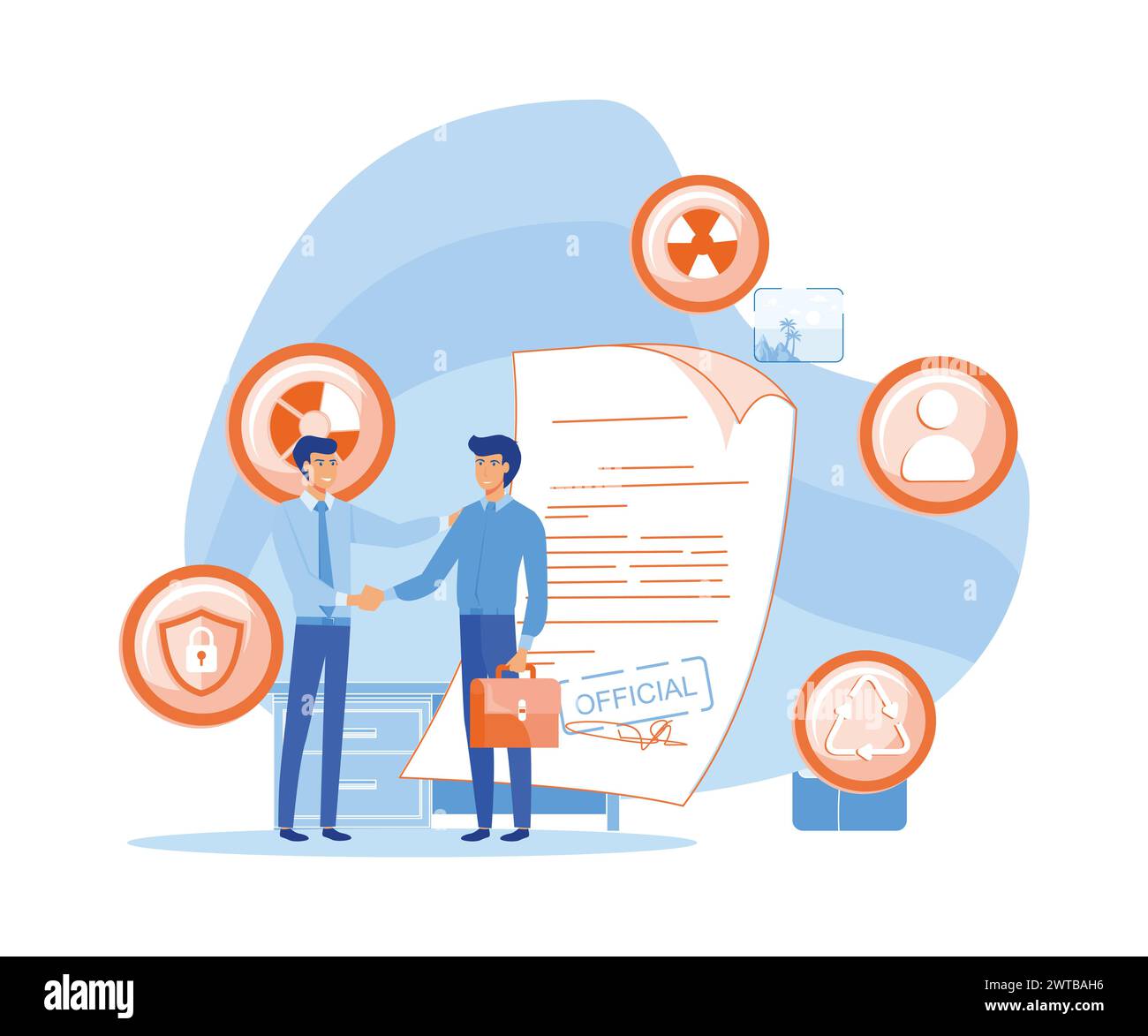 Contract agreement concept. Business people standing on a signed ...