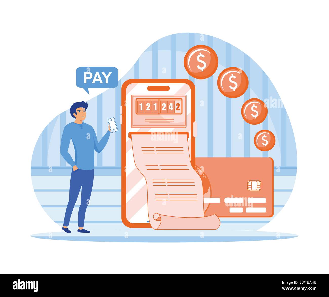 Utility bills concept. Online payment and digital bill.flat vector modern illustration Stock ...