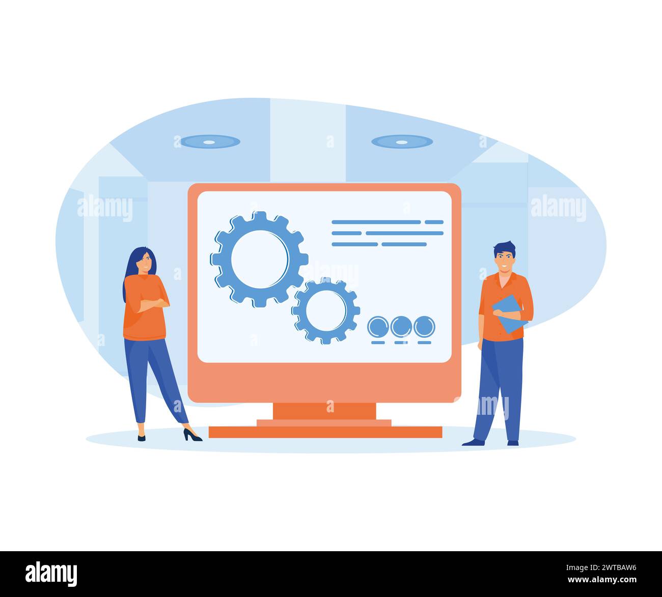 Smart industry concept. People wearing virtual reality headsets ...