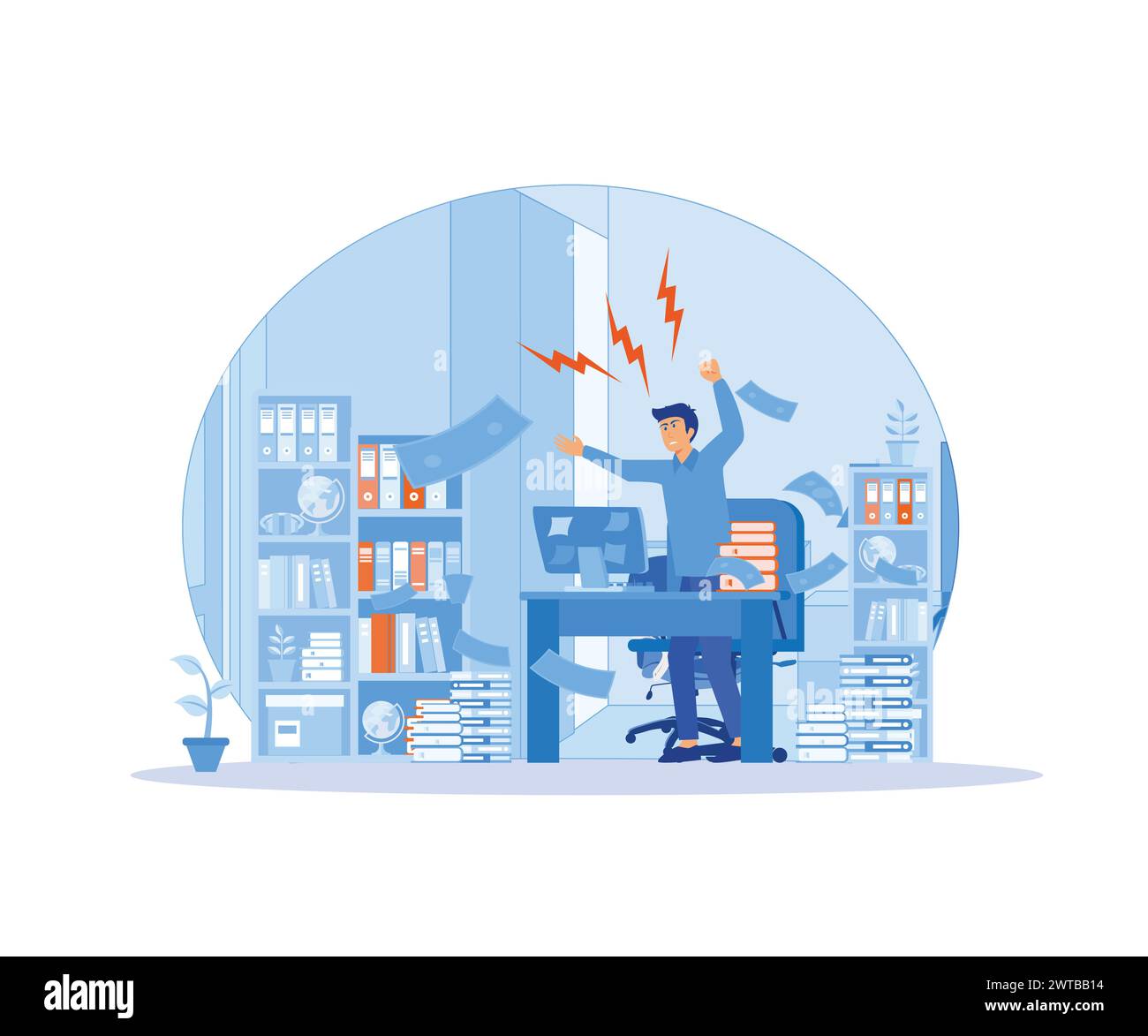 Stress in Office concept. Overworked businessman. Stressed frustrated ...