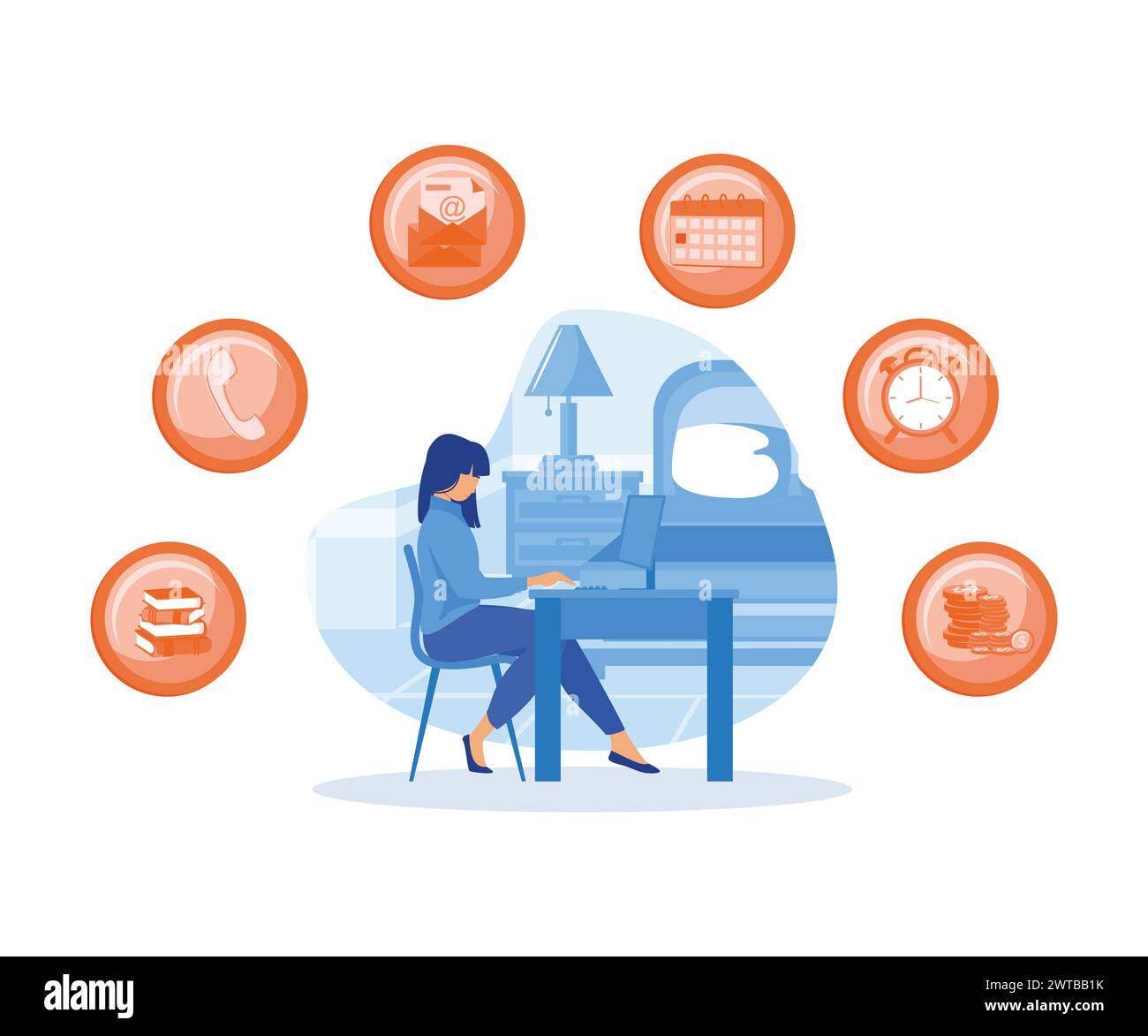 Woman work freelance call Stock Vector Images - Alamy