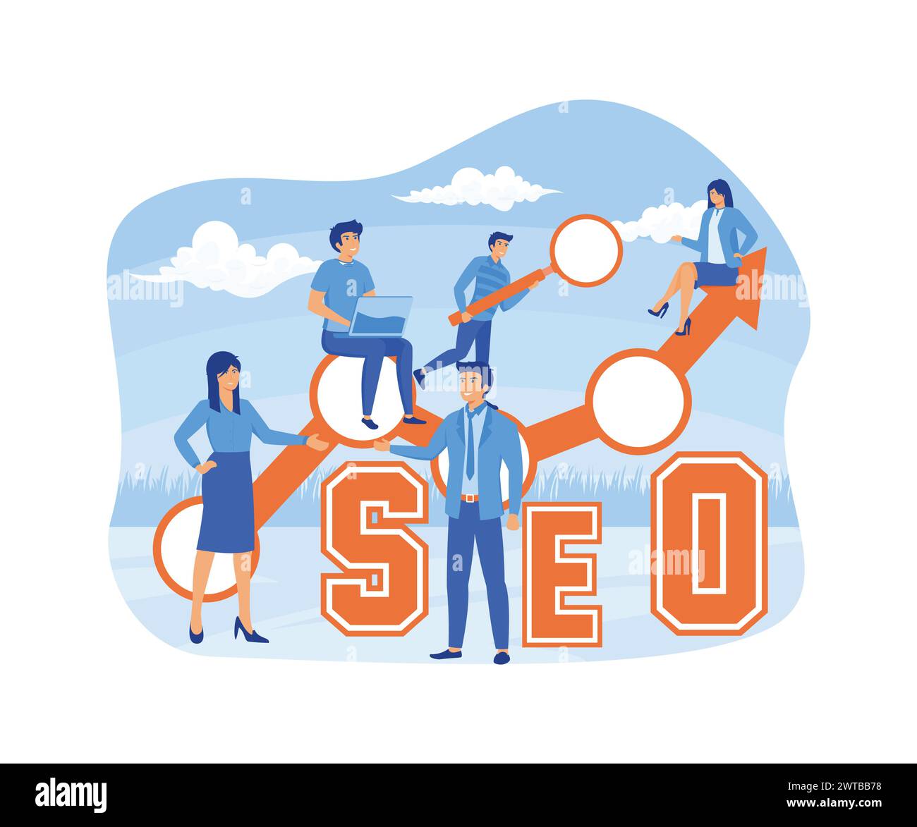 Male worker using magnifying glass Stock Vector Images - Alamy