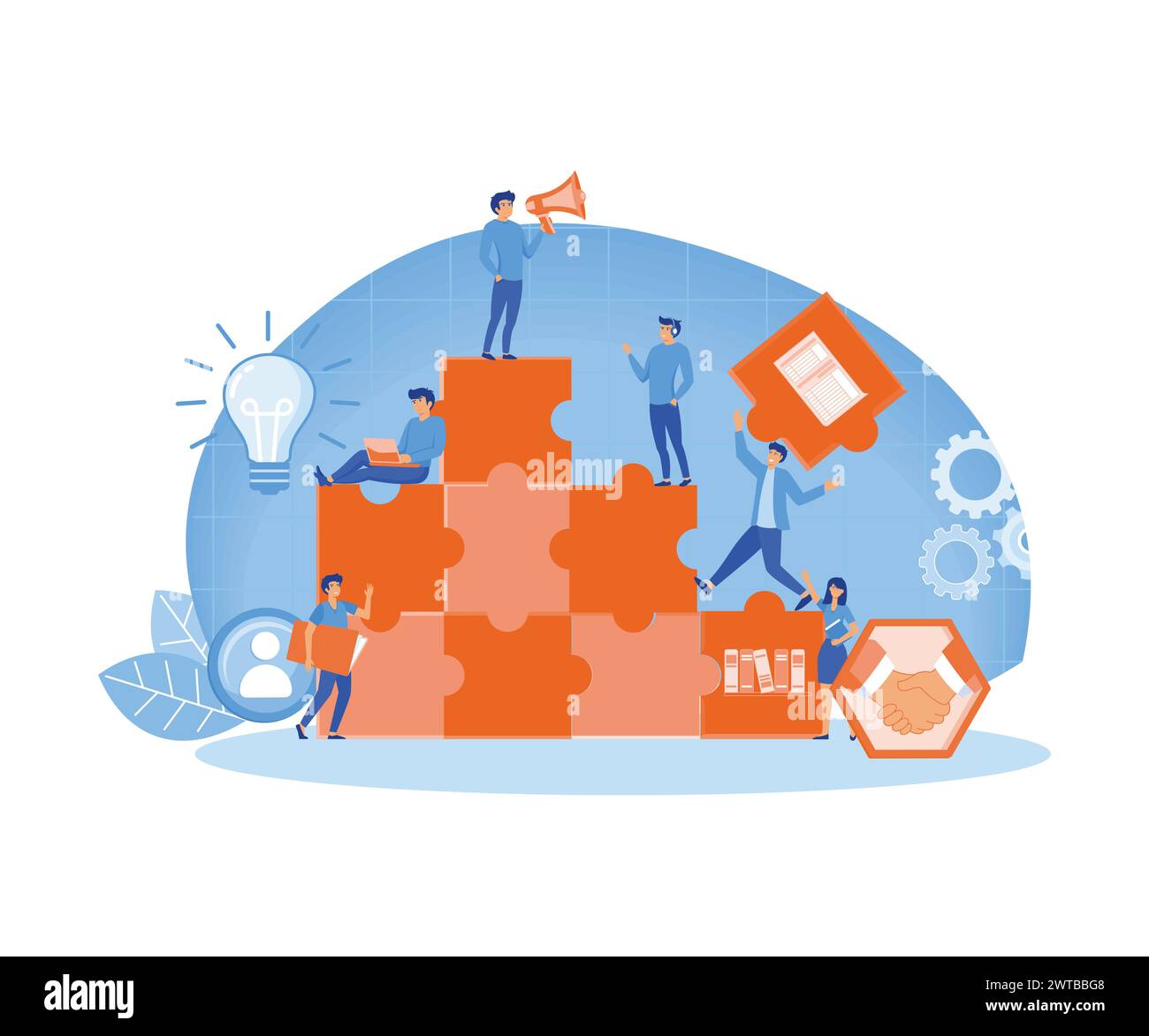 The concept of joint teamwork, building a business team, people ...