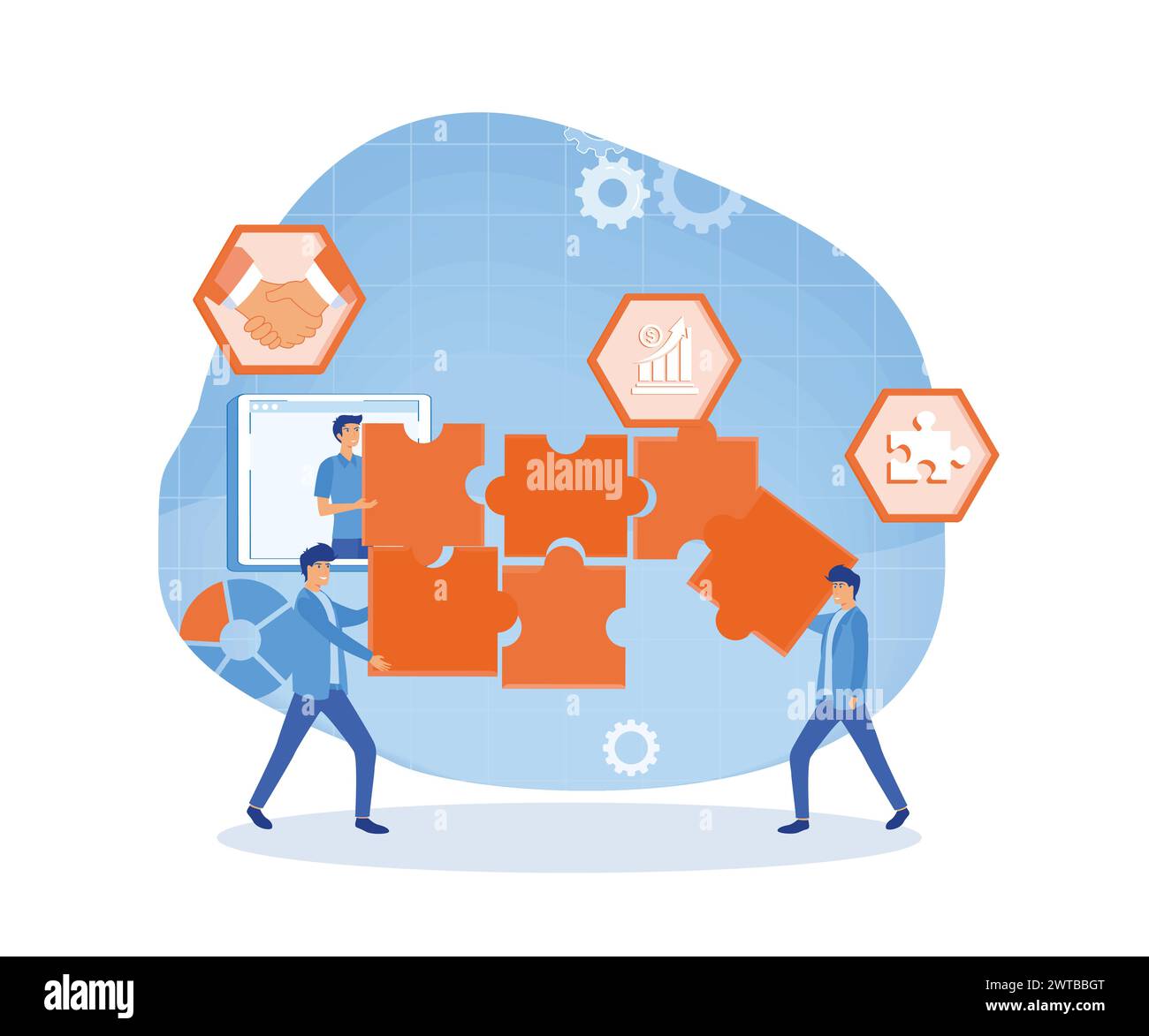 People working together. Abstract concept of joint teamwork, business team building symbol ...